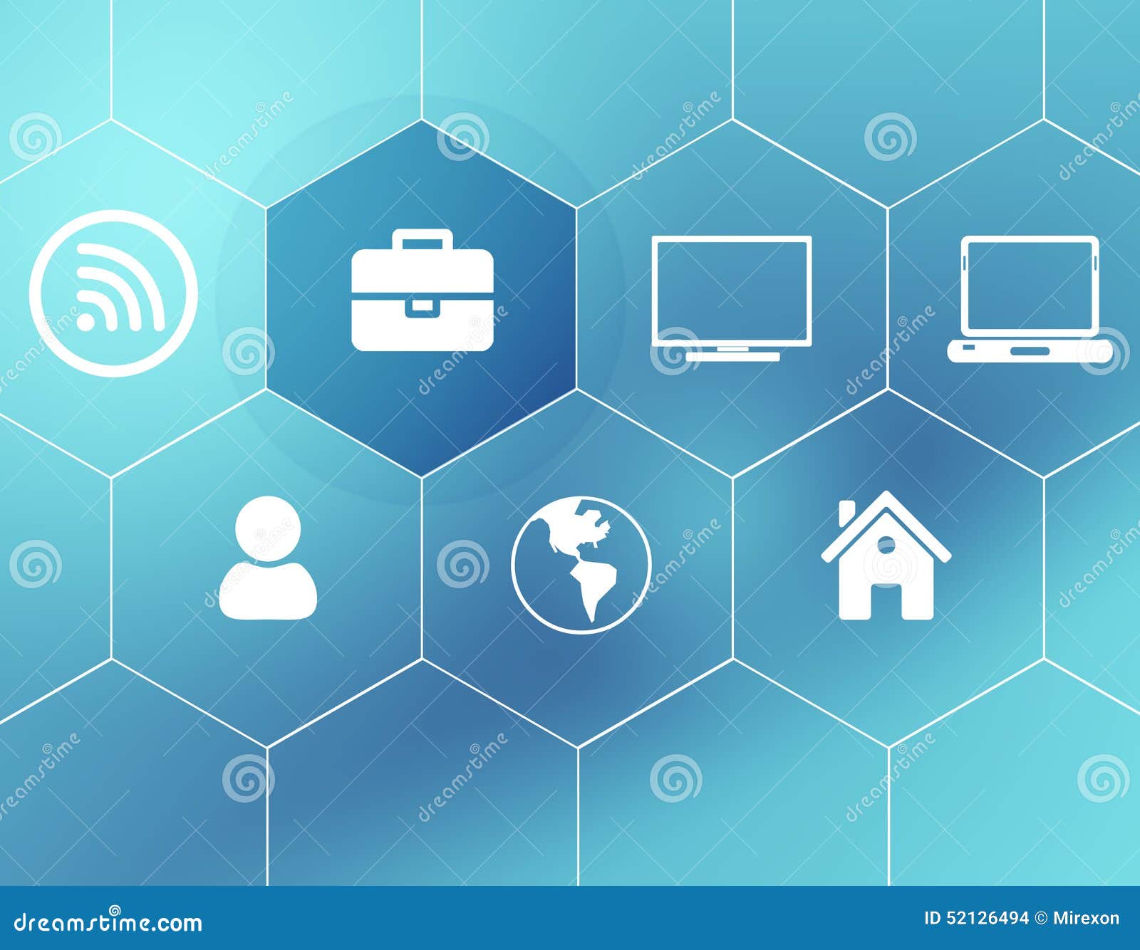 Background of the Icons Enclosed in Hexagons Stock Illustration ...