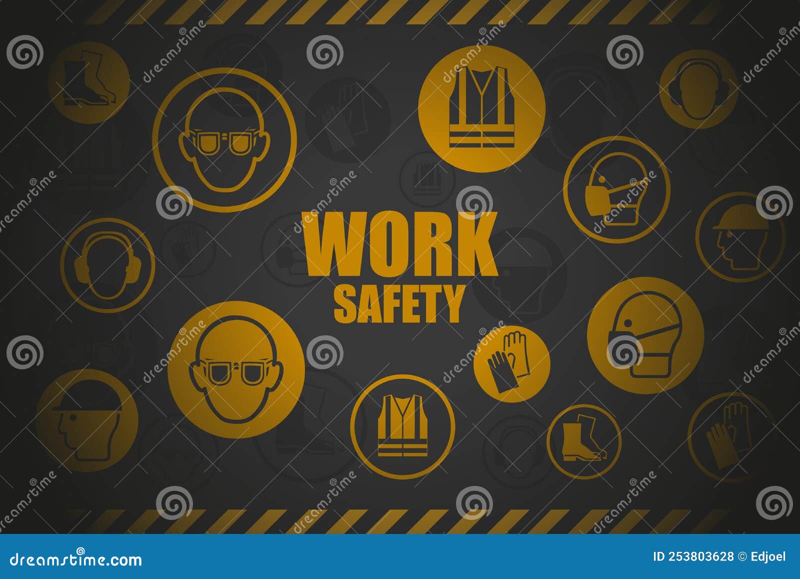 Background Of Icons Pictograms Of Industrial Safety And Occupational