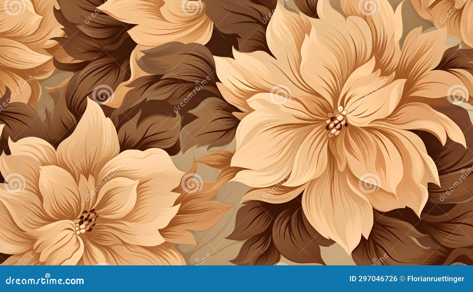 Background of Illustrated Light Brown Flowers. Creative Wallpaper Stock ...