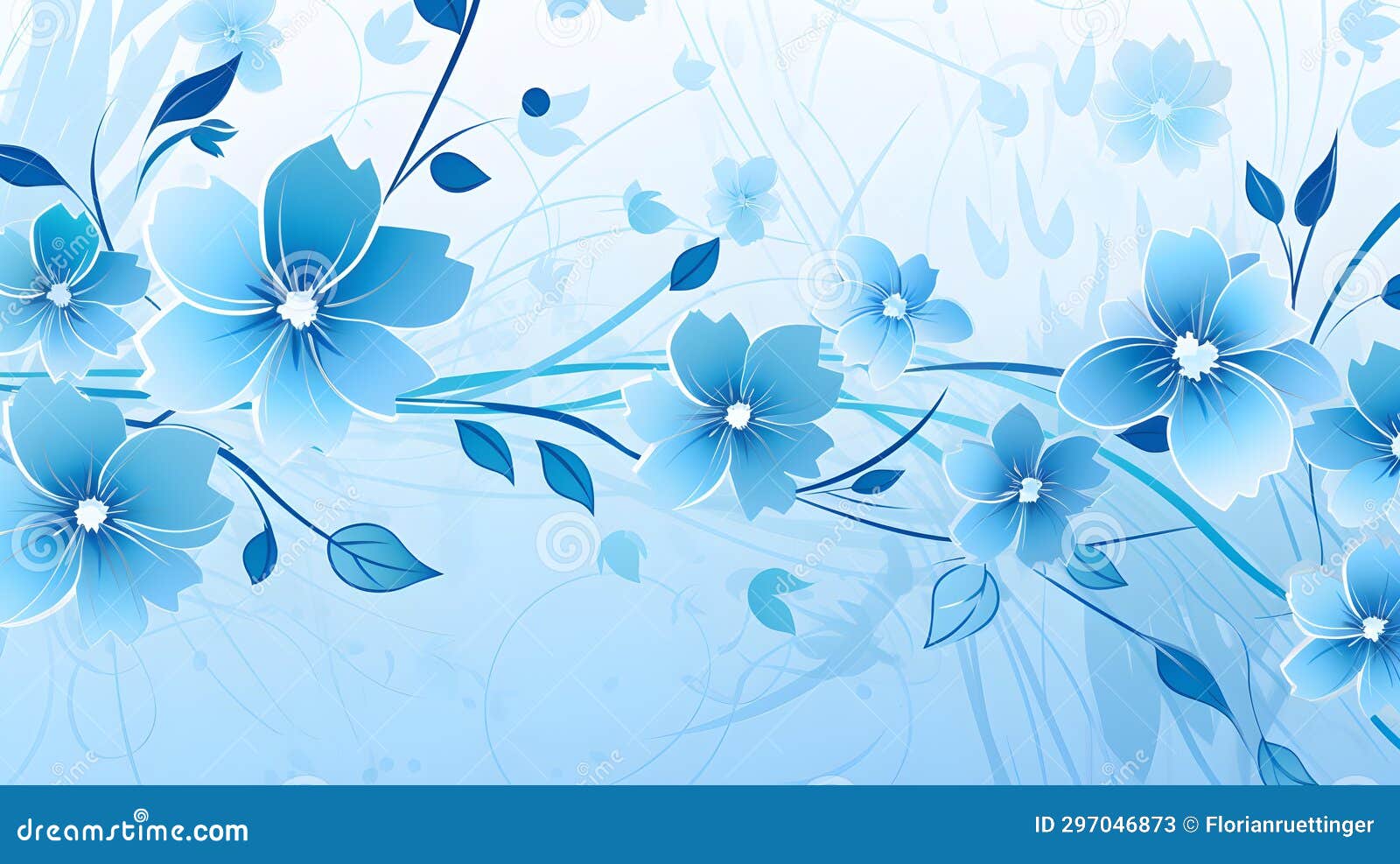 Background of Illustrated Sky Blue Flowers. Creative Wallpaper Stock ...