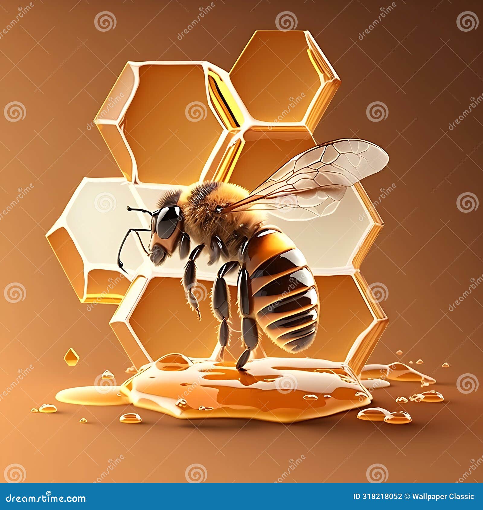 Background Illustration Bee Honey Ai Generator Stock Photo - Image of ...