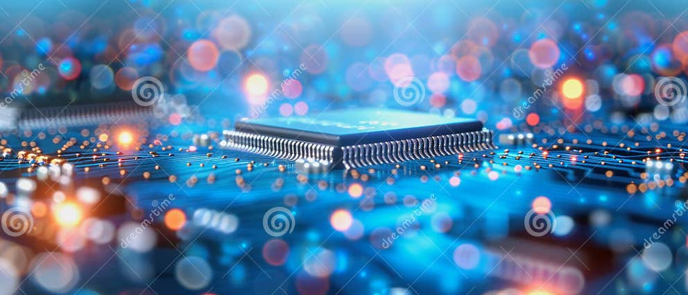 Background Illustration with Blurred Computer Chip Technology Stock ...