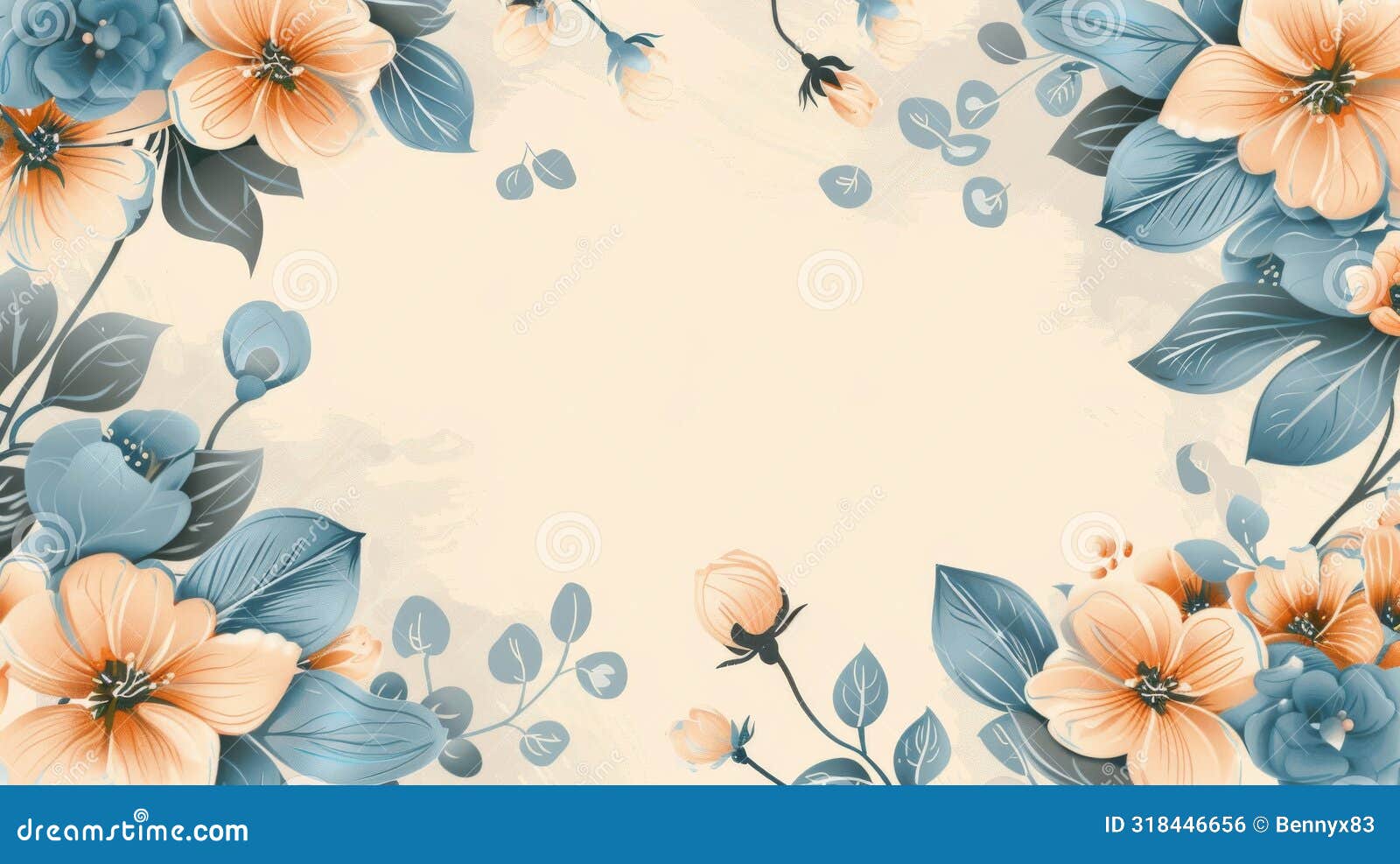 Elegant Floral Background with Blue and Orange Flowers Stock ...