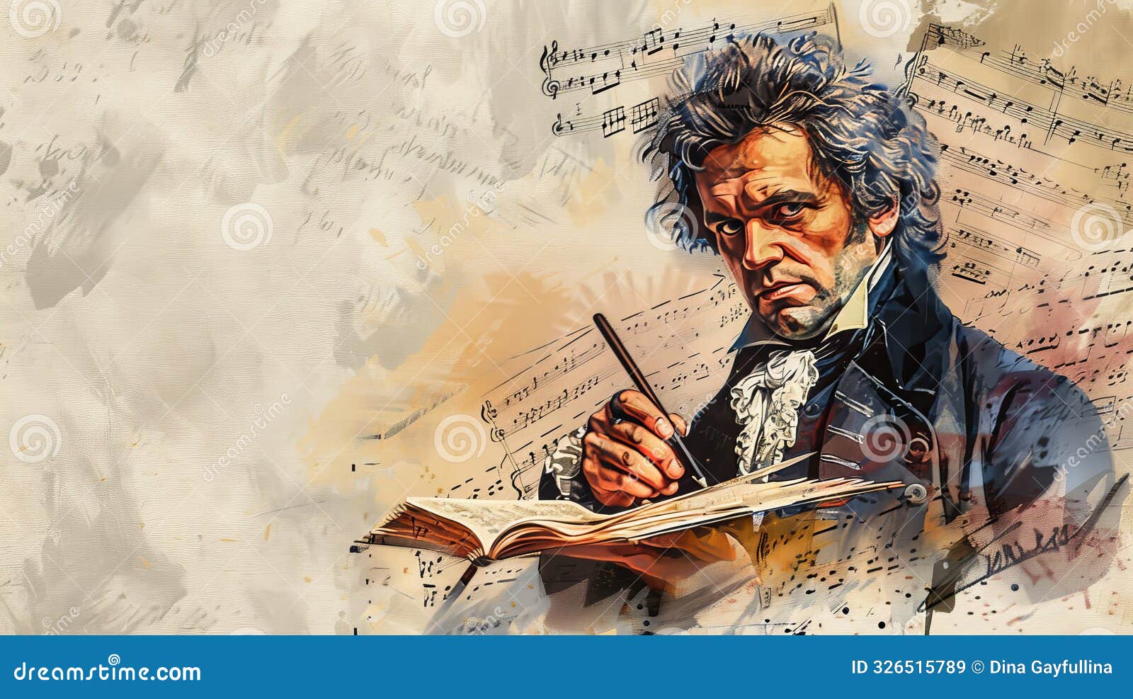 Background Illustration Featuring Ludwig Van Beethoven Stock Image ...