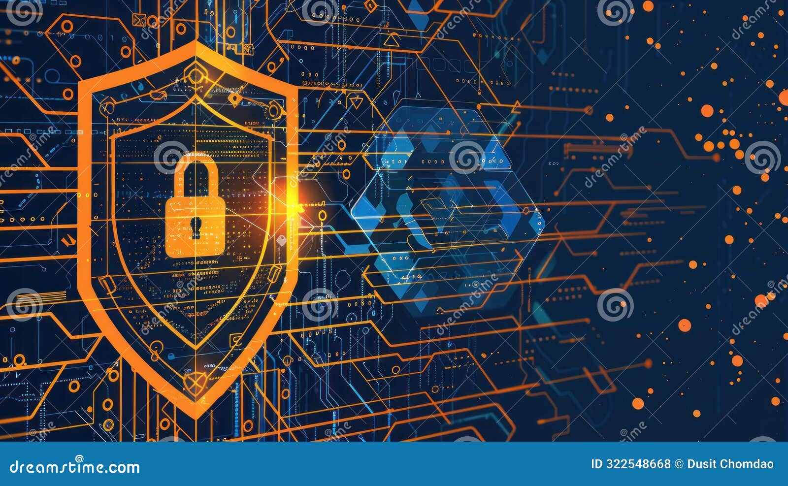 Background Illustration of Shield and Padlock for Cybersecurity Poster ...