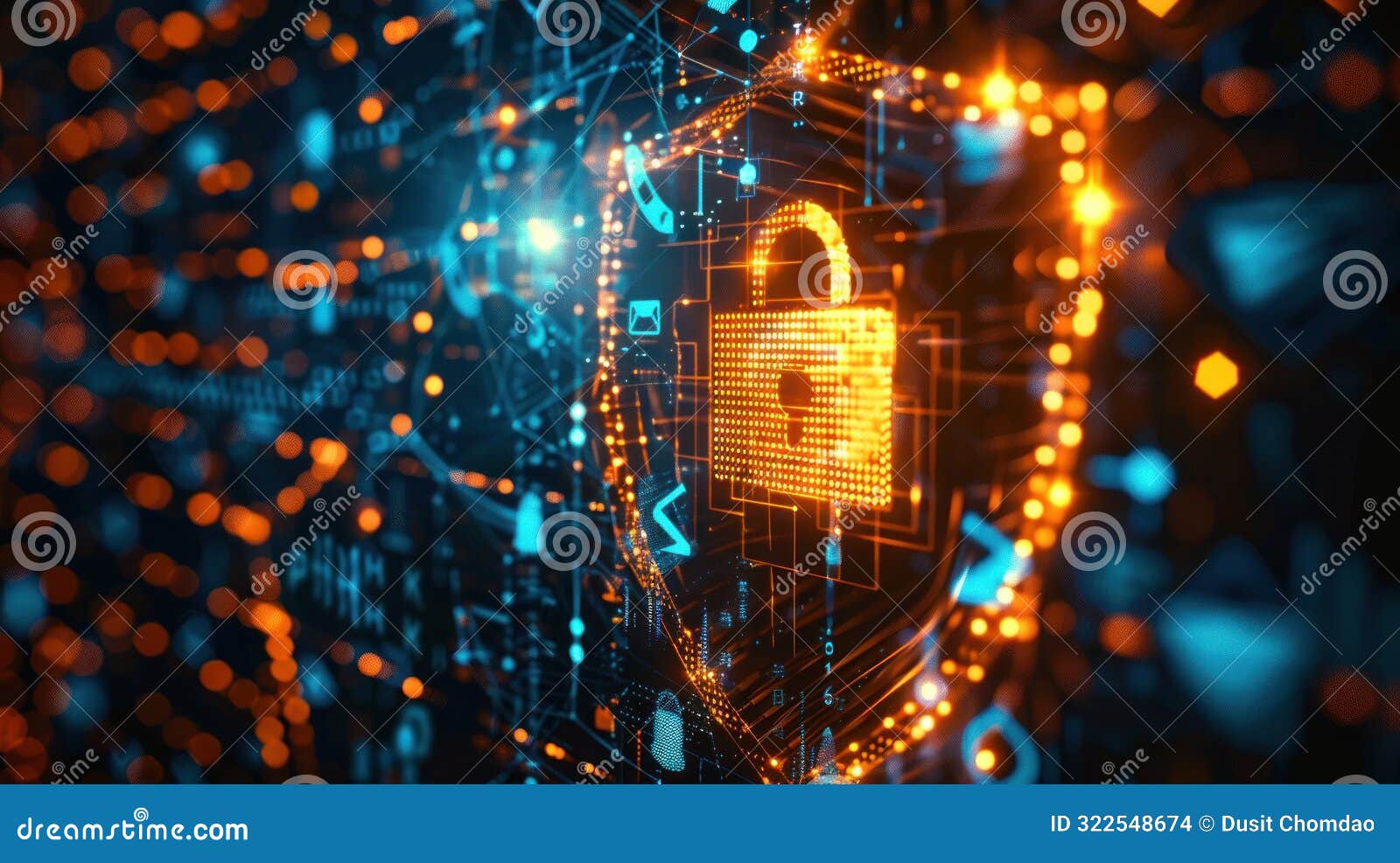 Background Illustration of Shield and Padlock for Cybersecurity Poster ...