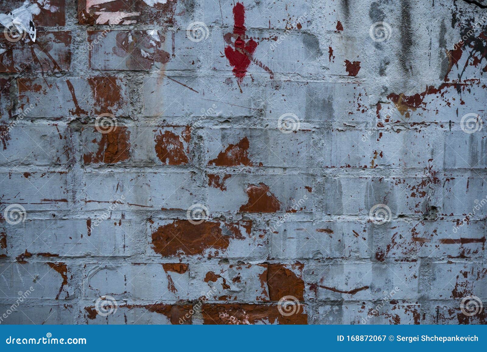 Background Image of an Abandoned Brick Wall with Painted Over Paint ...