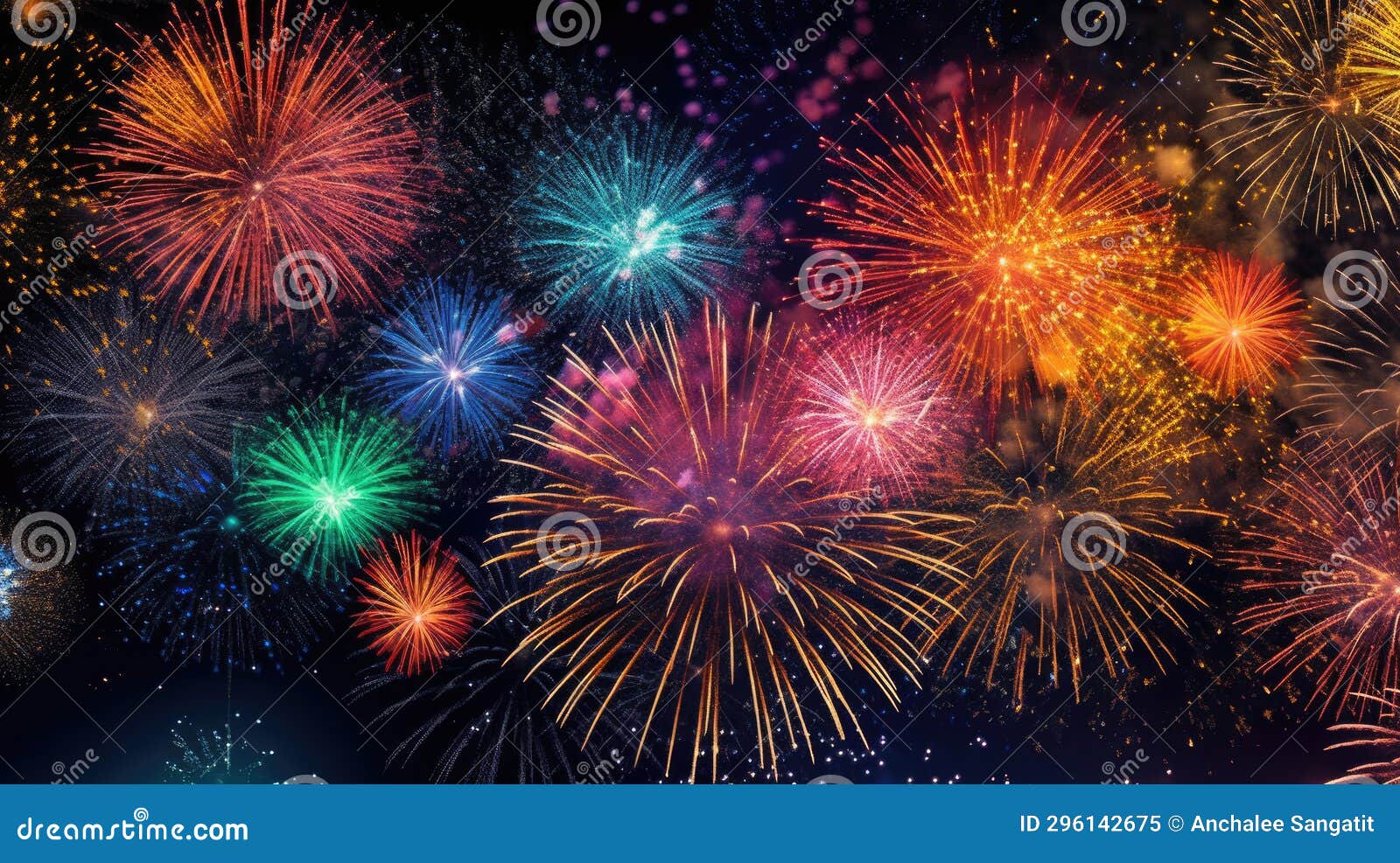 Background Image of Beautiful Multi-colored Fireworks at Night Stock ...