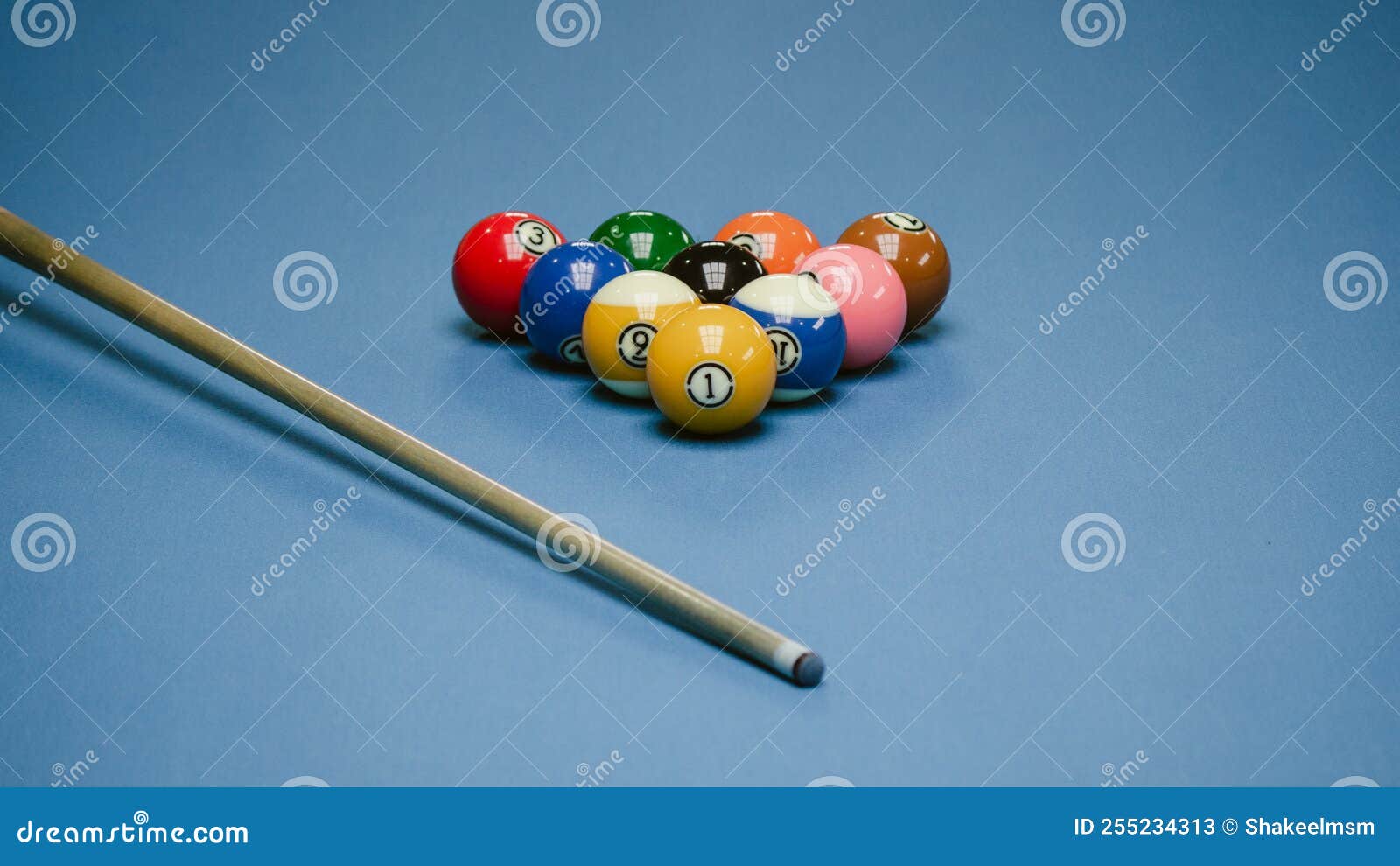 Background Image of Billiard Balls in a Blue Pool Table Stock Image ...