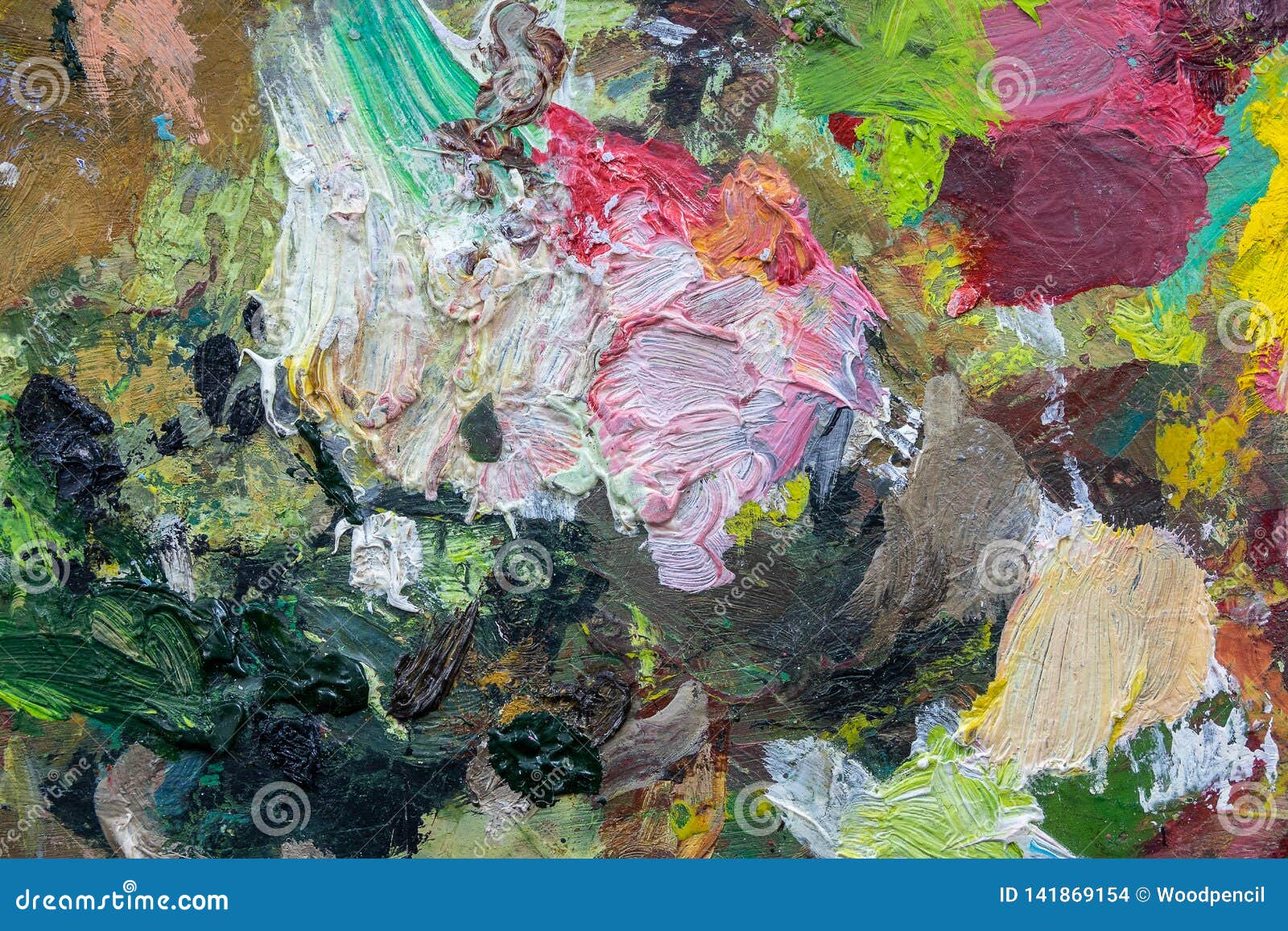 Background Image of Bright Oil-paint Palette Closeup Stock Photo ...