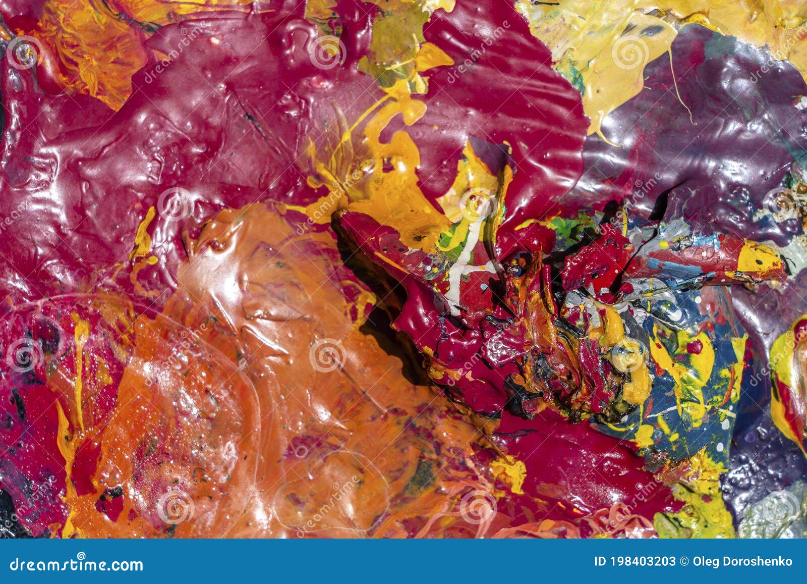 Background Image of Bright Oil-paint Palette, Closeup Stock Image ...