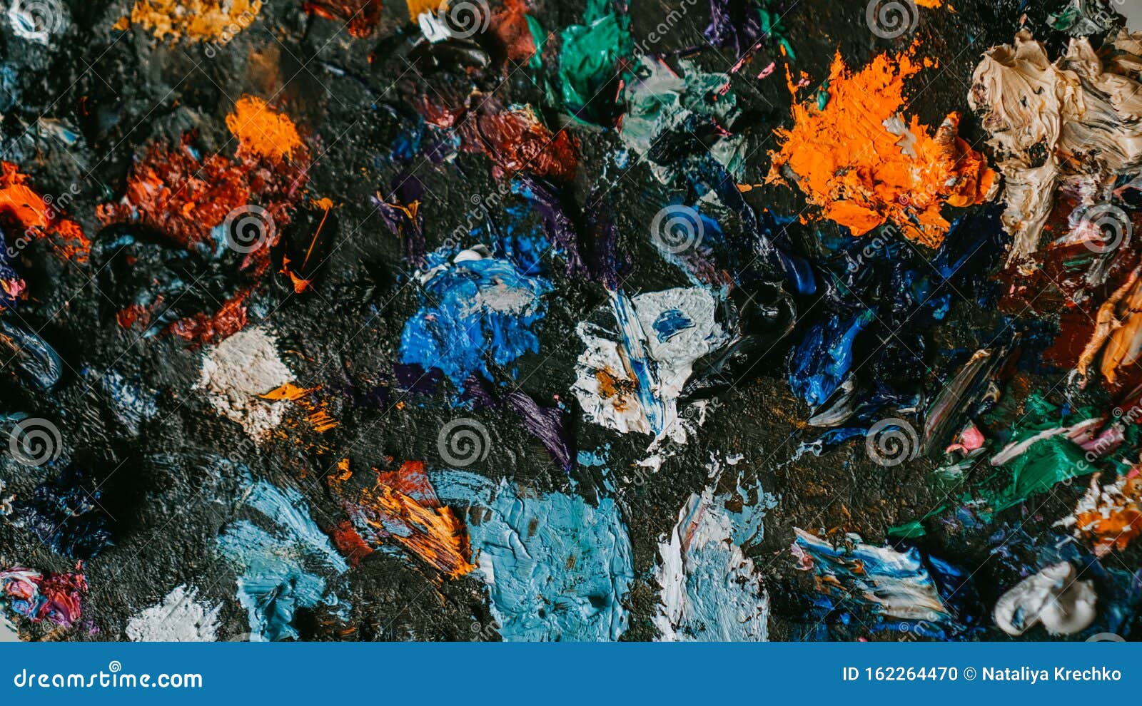 Background Image of Bright Oil-paint Palette Closeup Stock Photo ...
