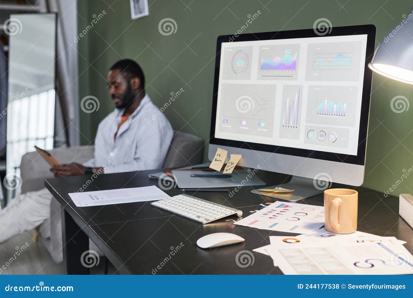 Messy Office Workplace stock photo. Image of interior - 244177538