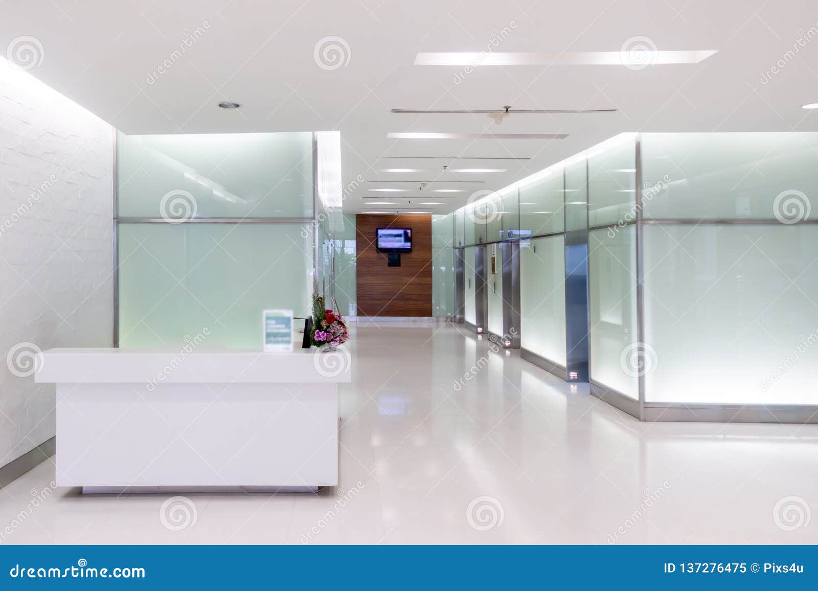 Background Image Clean Counter at Front of Elevators in Building Stock ...