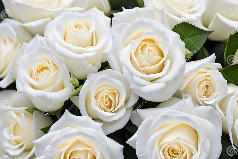 Many White Roses on a Background Stock Illustration - Illustration of ...