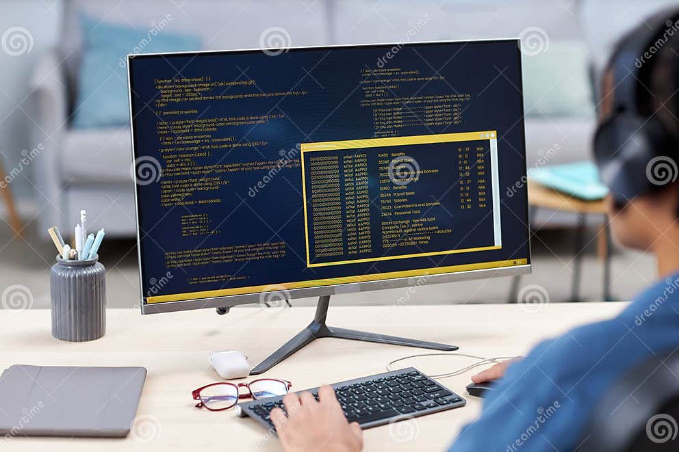 Background Image of Computer Screen with Code Lines and it Programmer ...