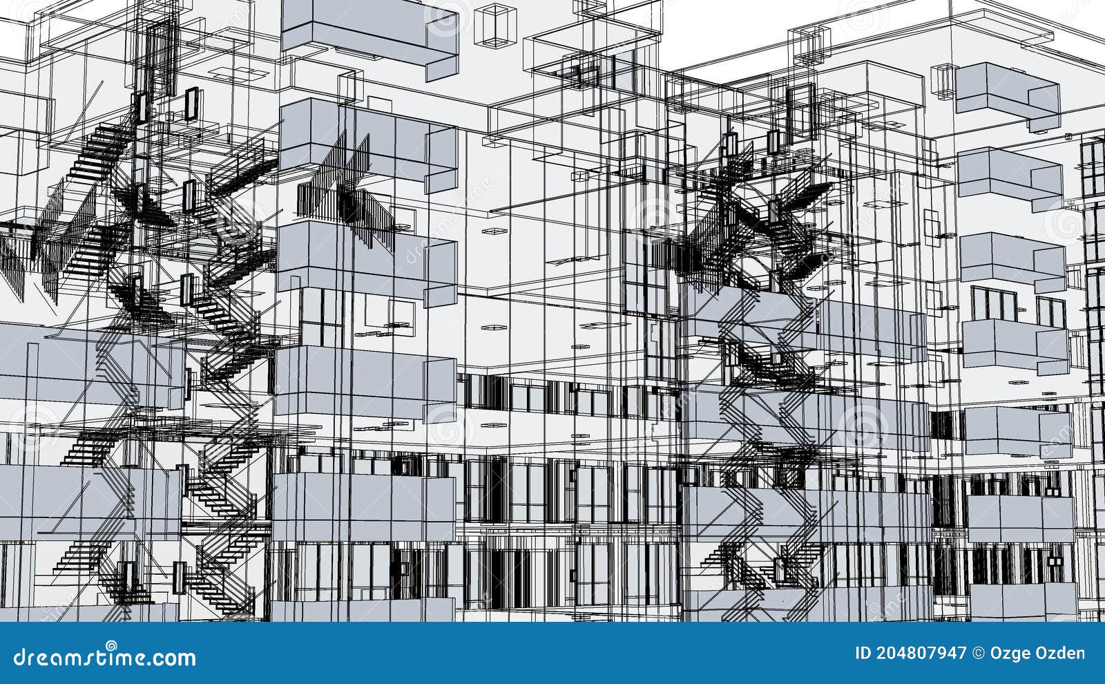 Abstract Texture of a 3d Building Architectural Drawing 3d Illustration ...