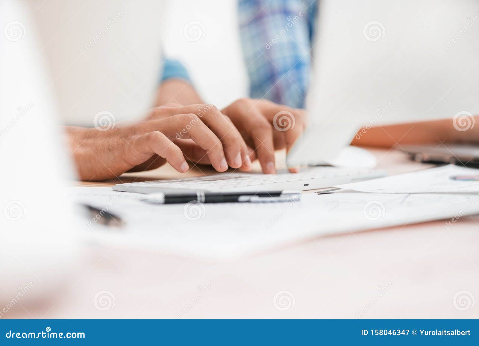 Close Up. Background Image of Employees Typing on the Computer Keyboard ...