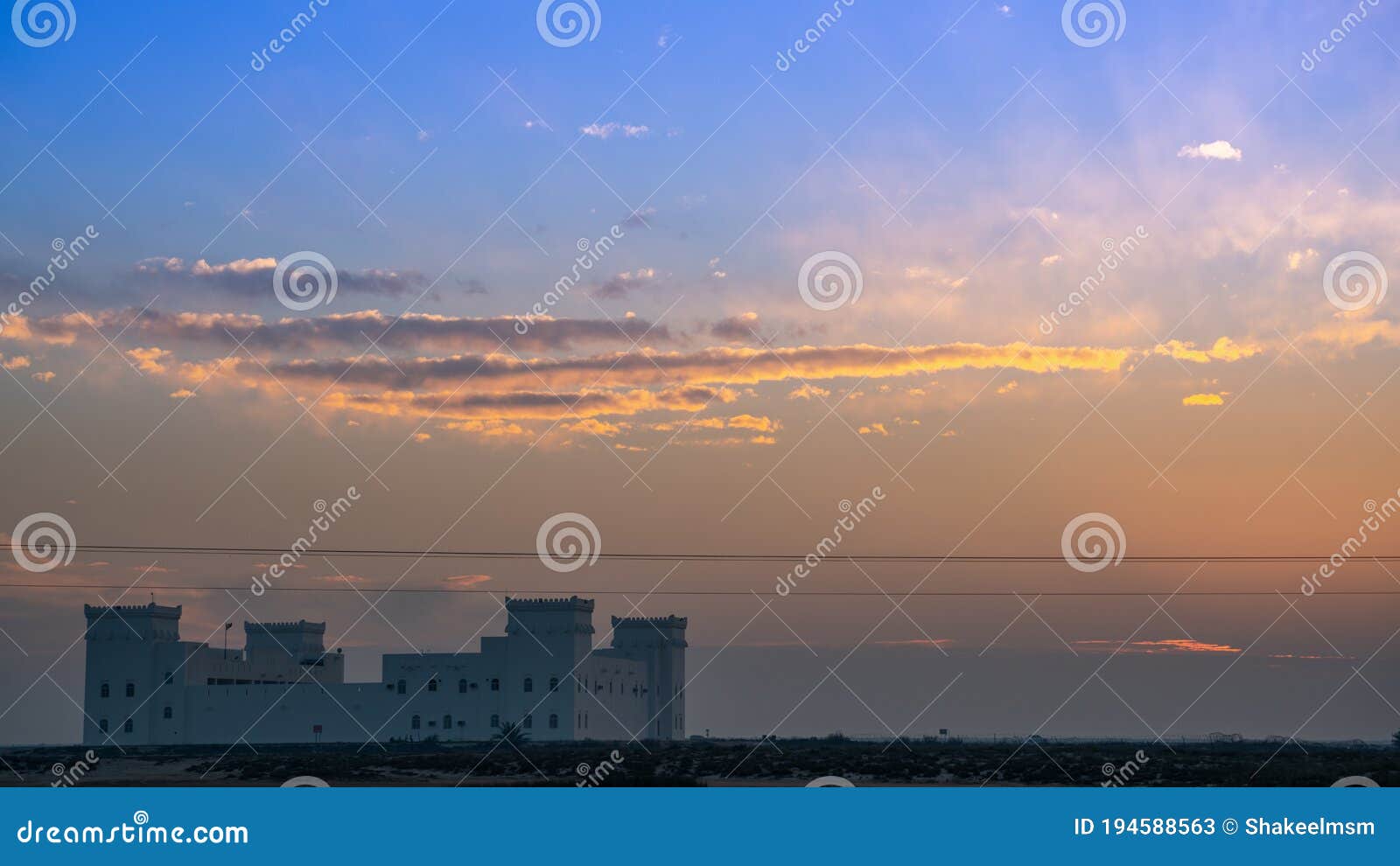 Background Image of a Fort in Qatar during Sunset Stock Image - Image ...