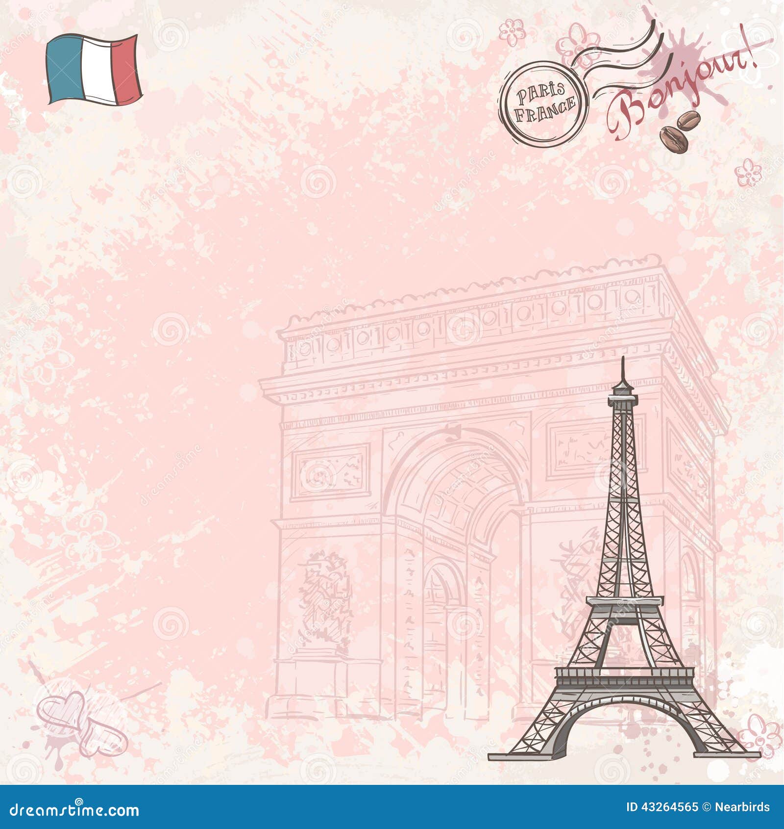 Background Image on France with Eiffel Tower Stock Vector ...