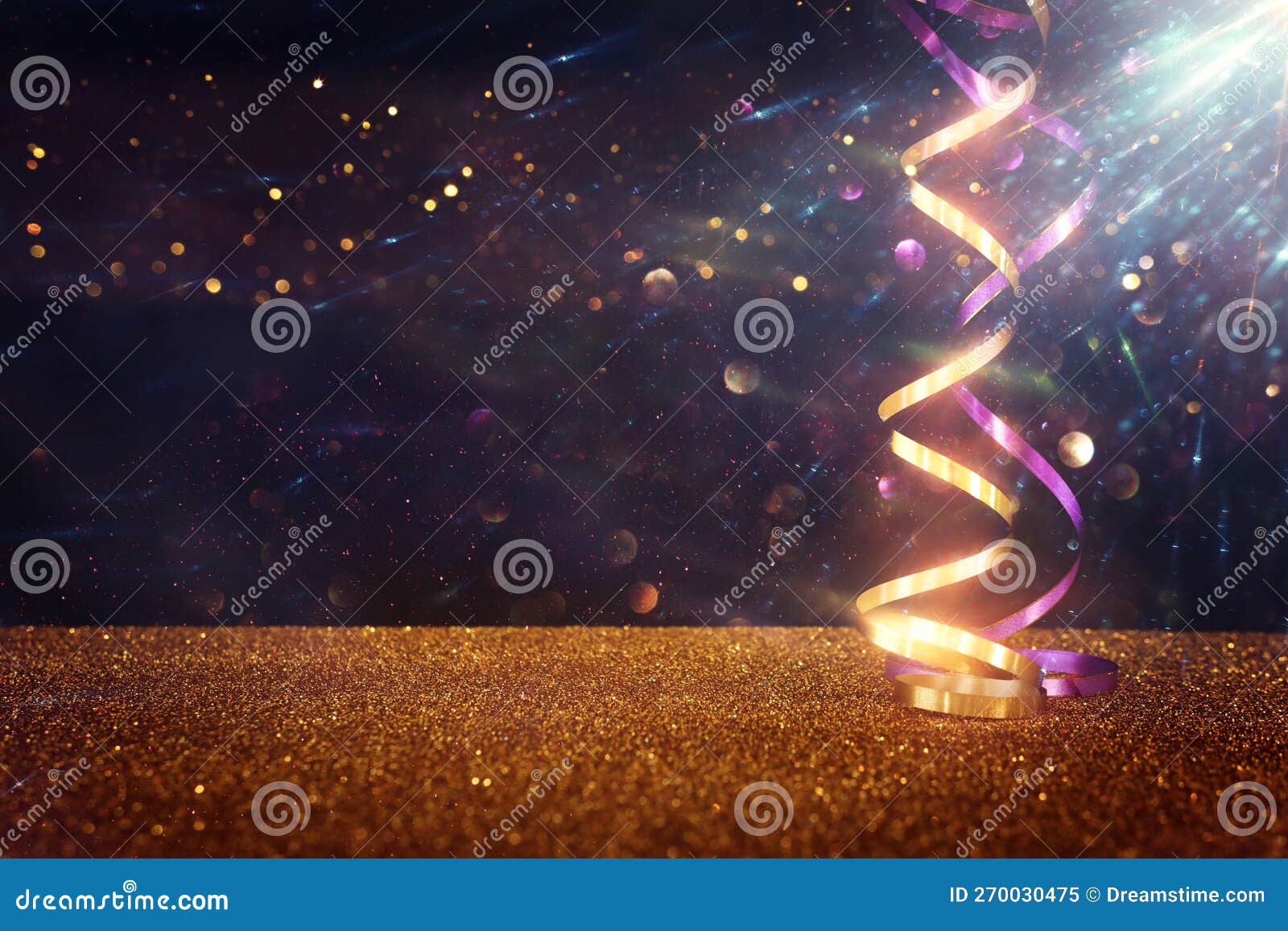Background Image of Glowing Light and Party or Celebration Ribbons ...