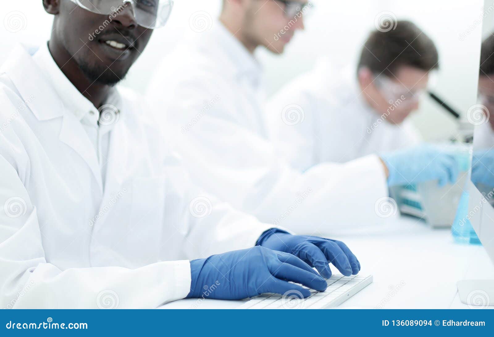 Background Image of a Group of Scientists at the Laboratory Table Stock ...
