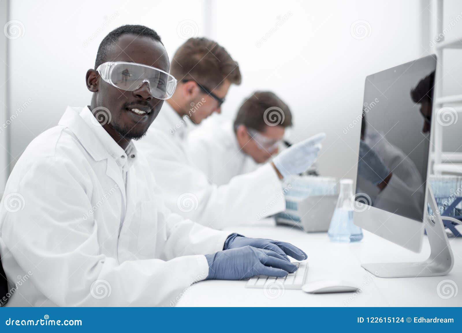 Background Image of a Group of Scientists at the Laboratory Table Stock ...