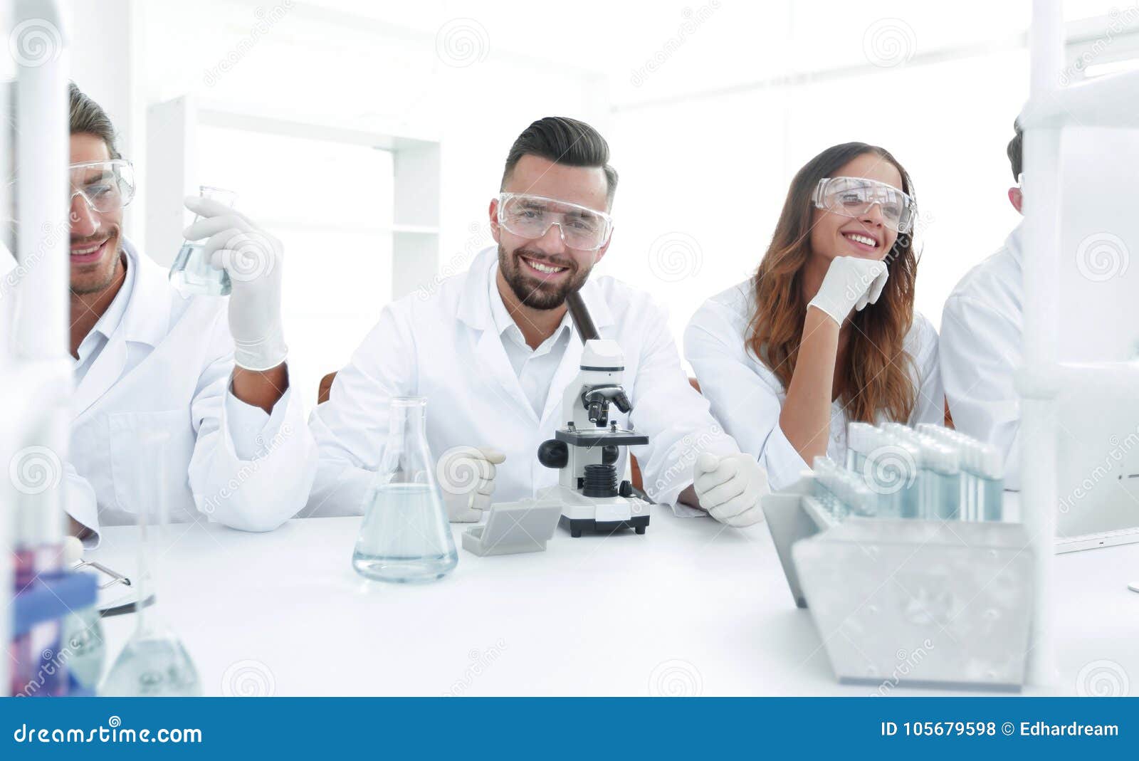 Background Image is a Group of Scientists Microbiologists. Stock Photo ...