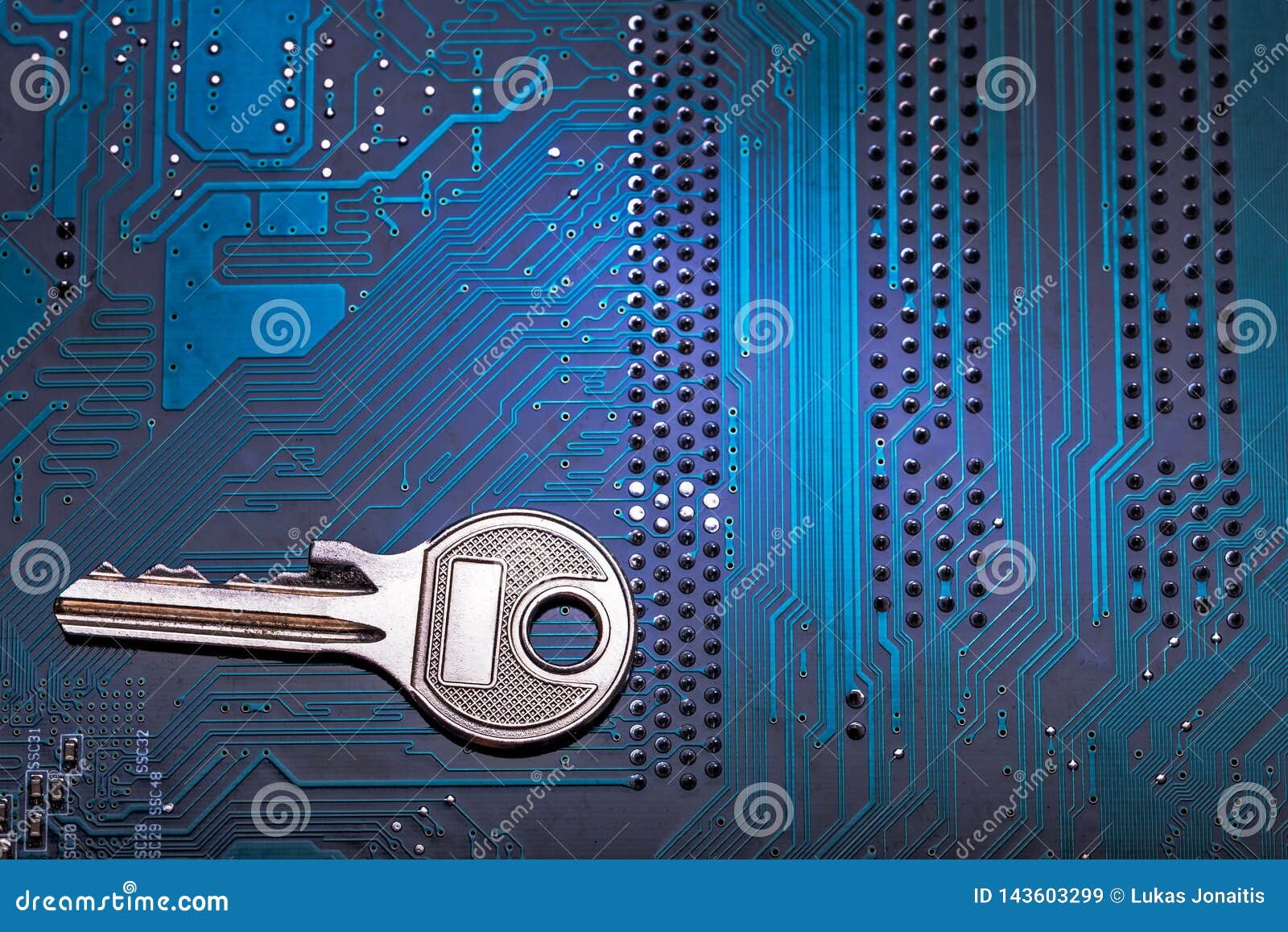 Background Image of Key on a Microchip Stock Image - Image of card ...