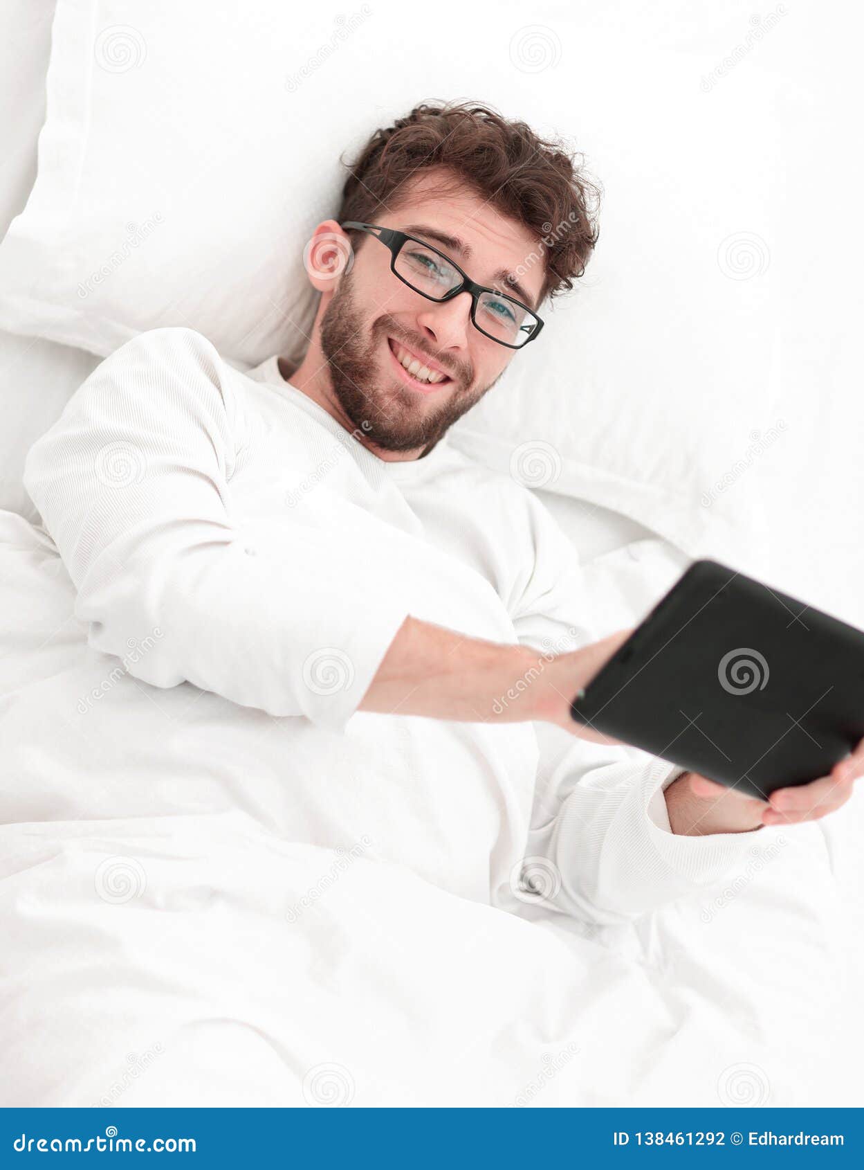 Background Image . Man Reading on Digital Tablet Stock Photo - Image of ...