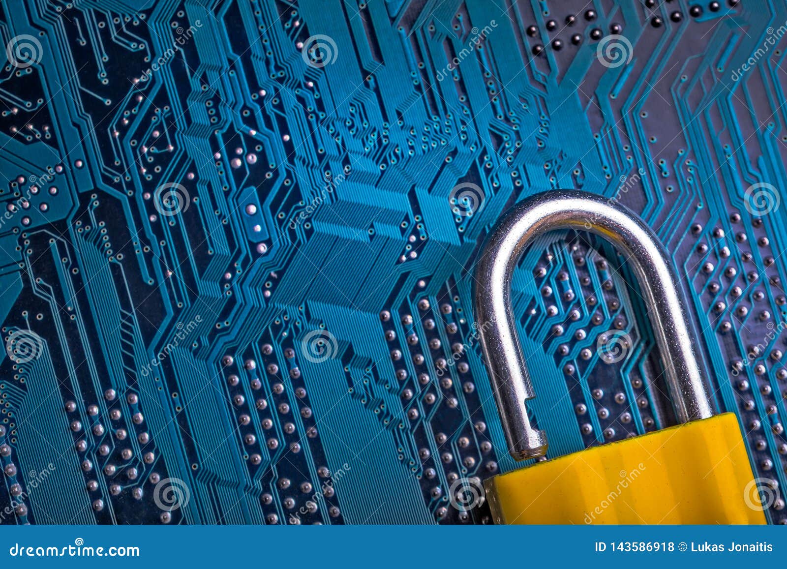 Background Image of Metal Lock on a Microchip Stock Photo - Image of ...