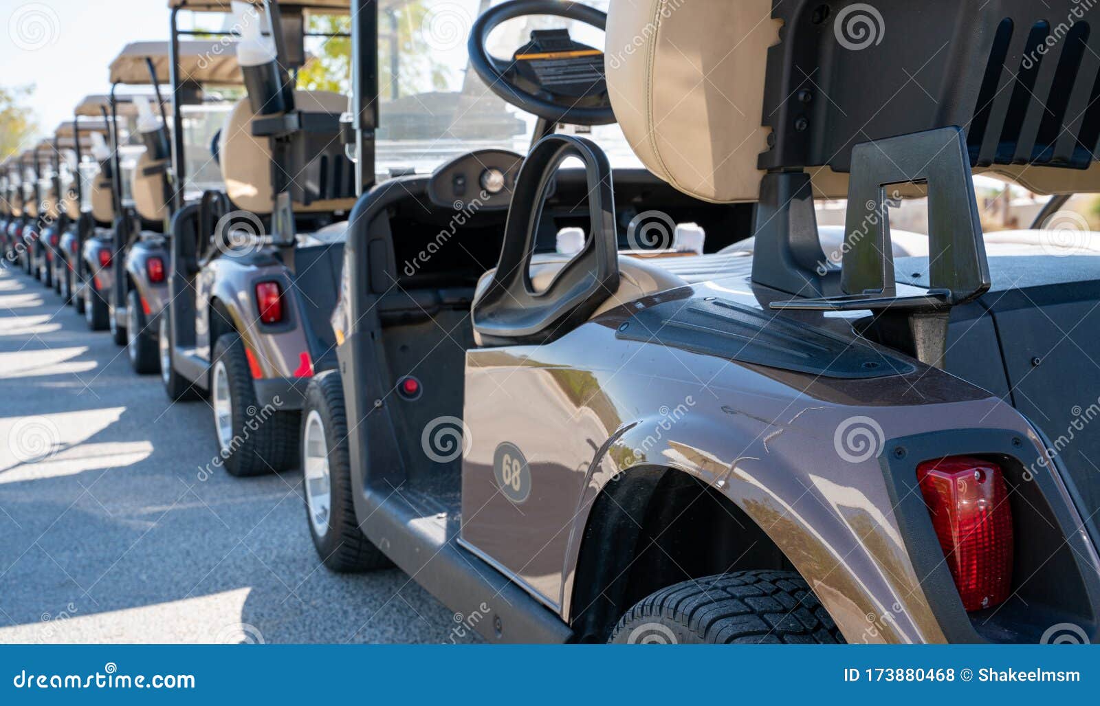 Background Image of Multiple Golf Carts Parked in Order Stock Photo ...