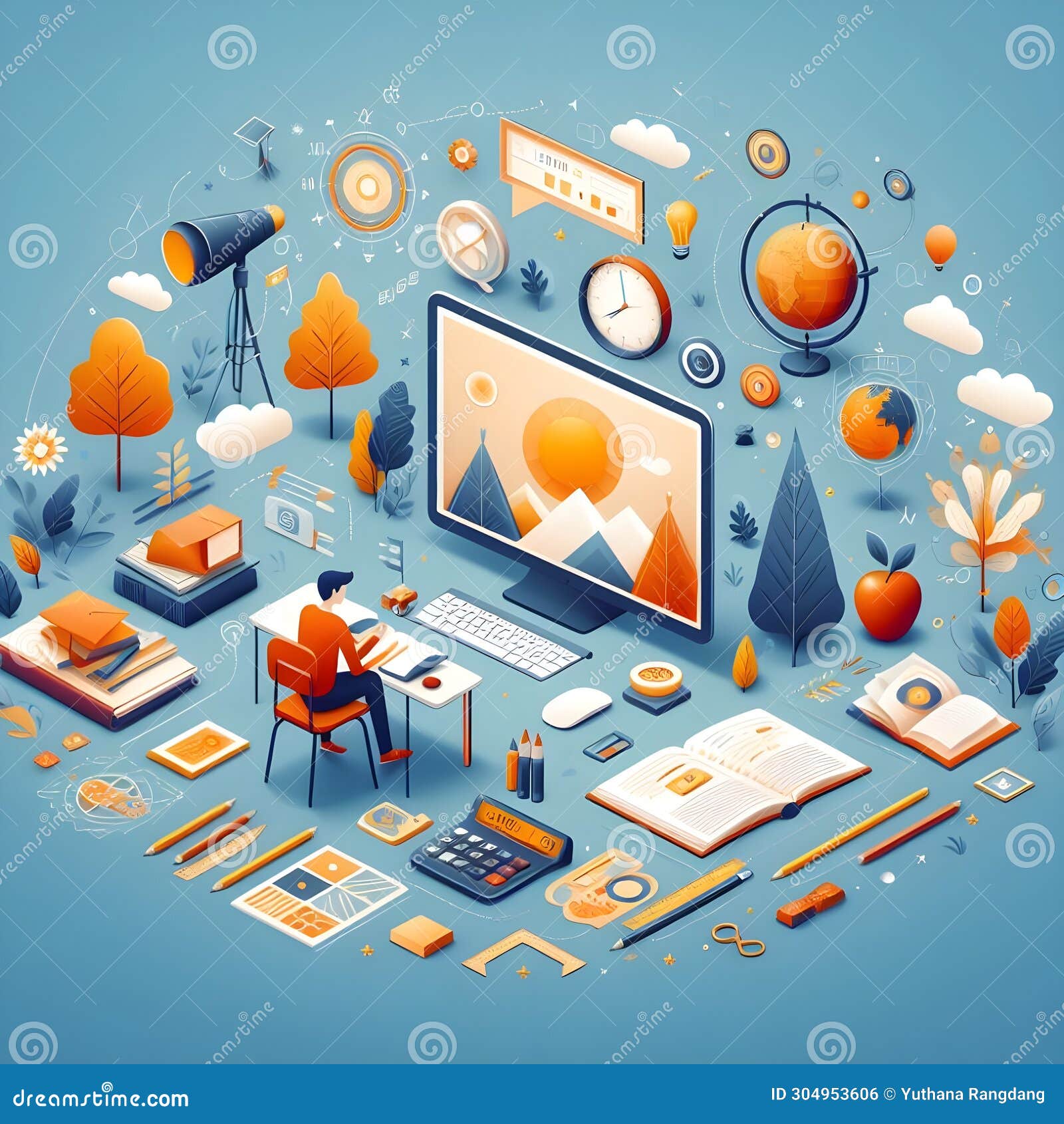 A Background Image for Online Courses. Stock Illustration ...