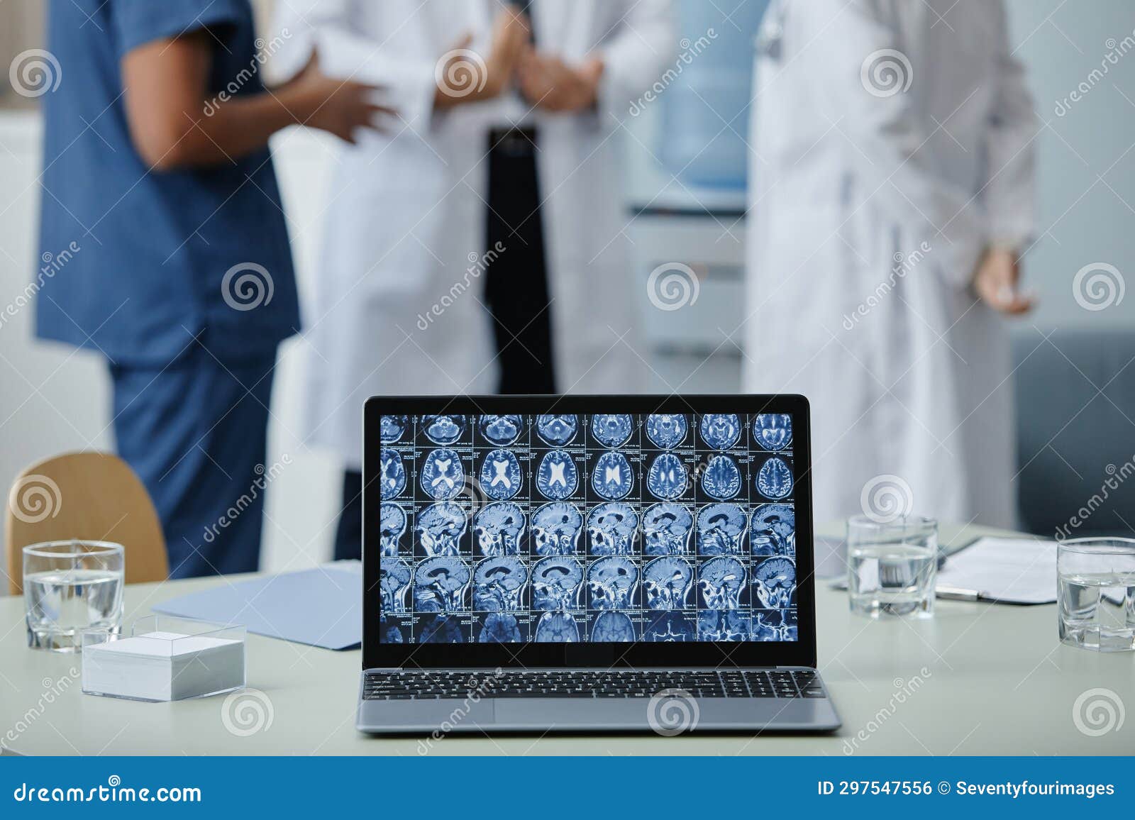 X Ray Images on Computer Screen on Table in Medical Clinic Stock Photo ...