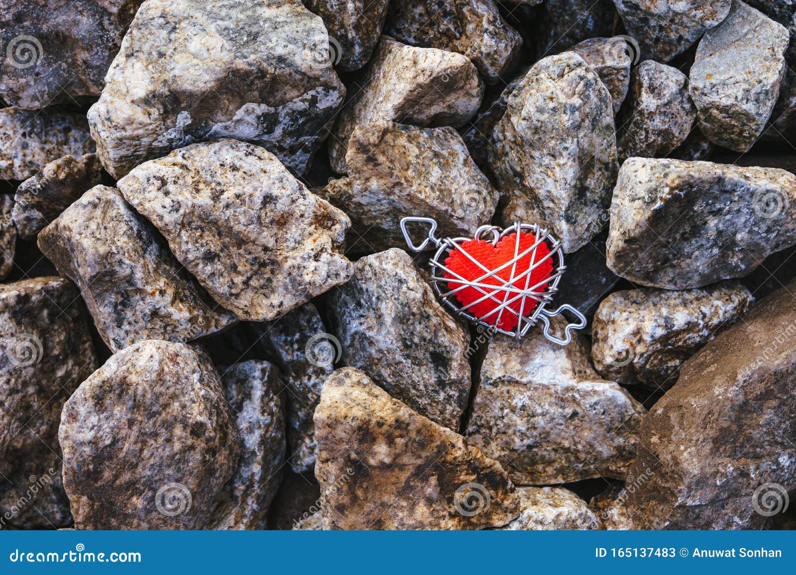 Background Image 1 Red Heart on a Pile of Stones Stock Image - Image of ...