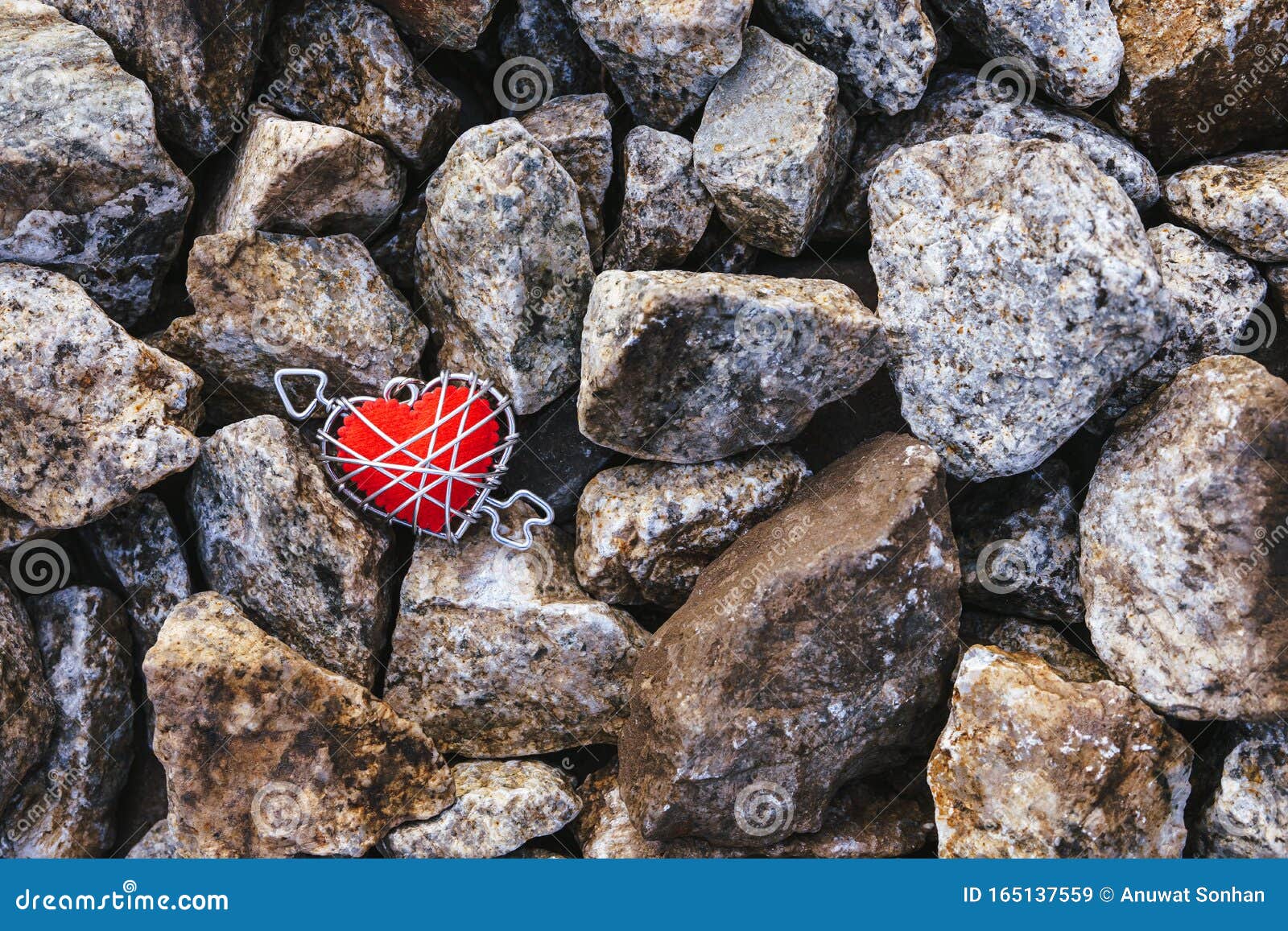 Background Image 1 Red Heart on a Pile of Stones Stock Image - Image of ...