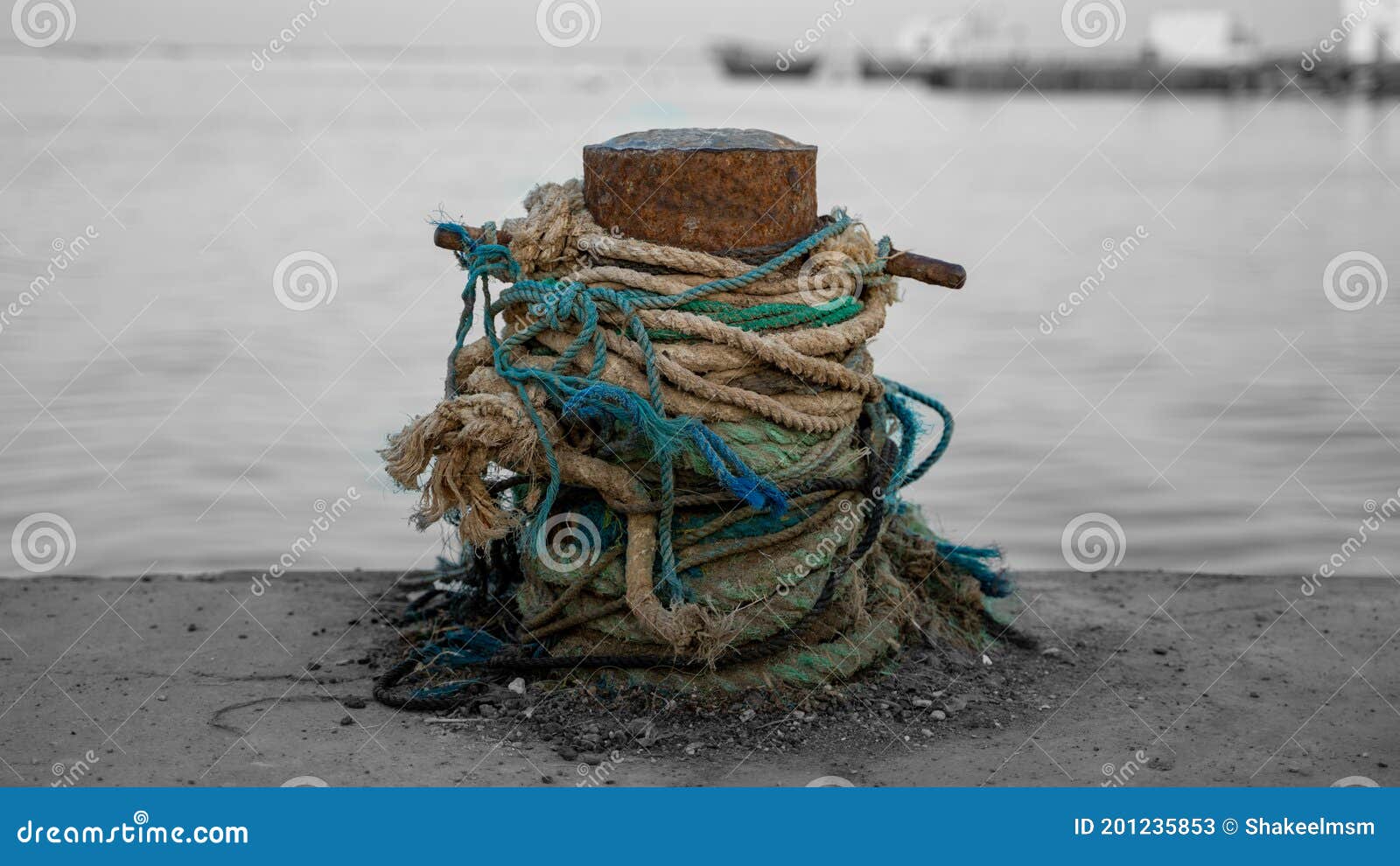 Background Image with Rustic Dock Cleats in the Harbour Stock Image ...