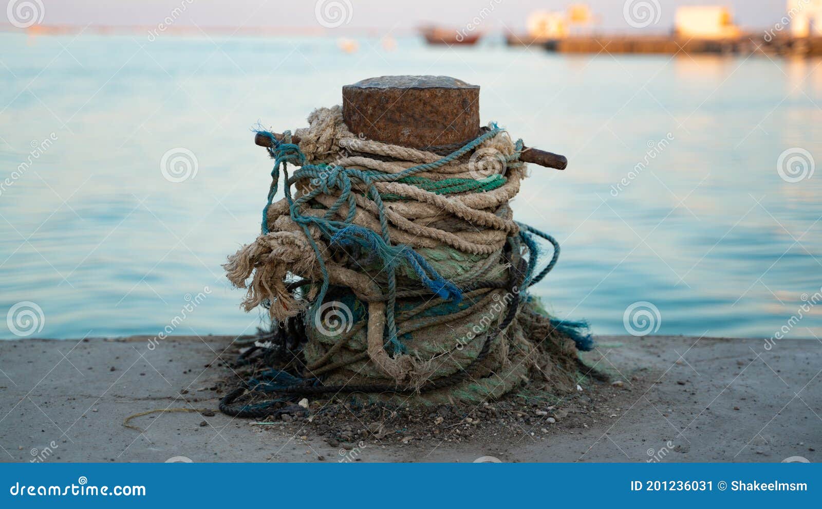 Background Image with Rustic Dock Cleats in the Harbour Stock Image ...
