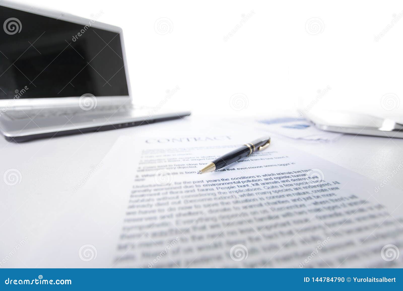 Background Image of a Sheet with a Contract on a Desk Stock Photo ...