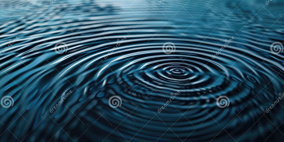 A Background Image of Water Dropping and Create Ripples in Blue Light ...