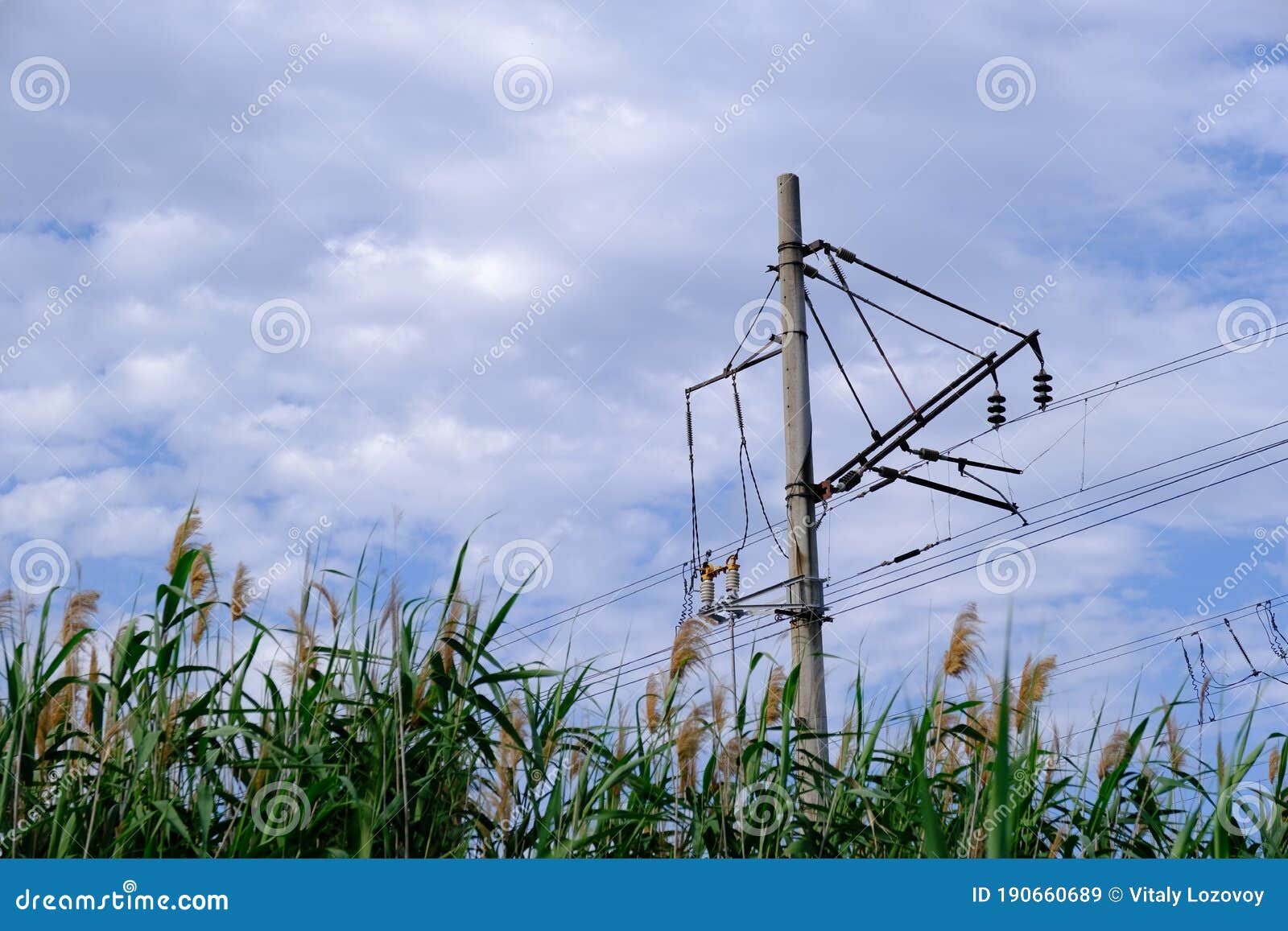 Electric Pole with Wires in the Countryside Stock Image - Image of ...