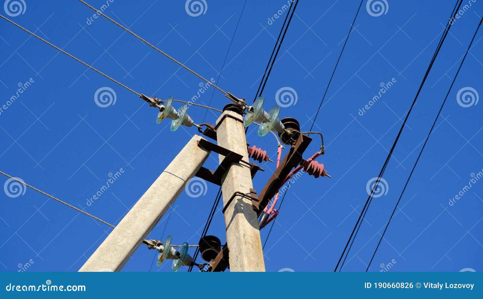 Electric Pole with Wires in the Countryside Stock Photo - Image of ...