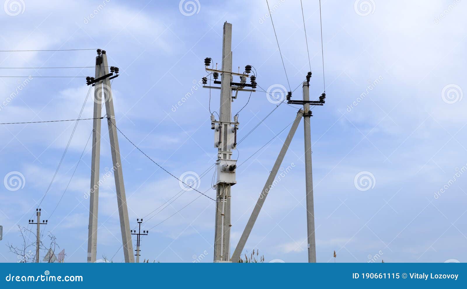 Electric Pole with Wires in the Countryside Stock Image - Image of line ...