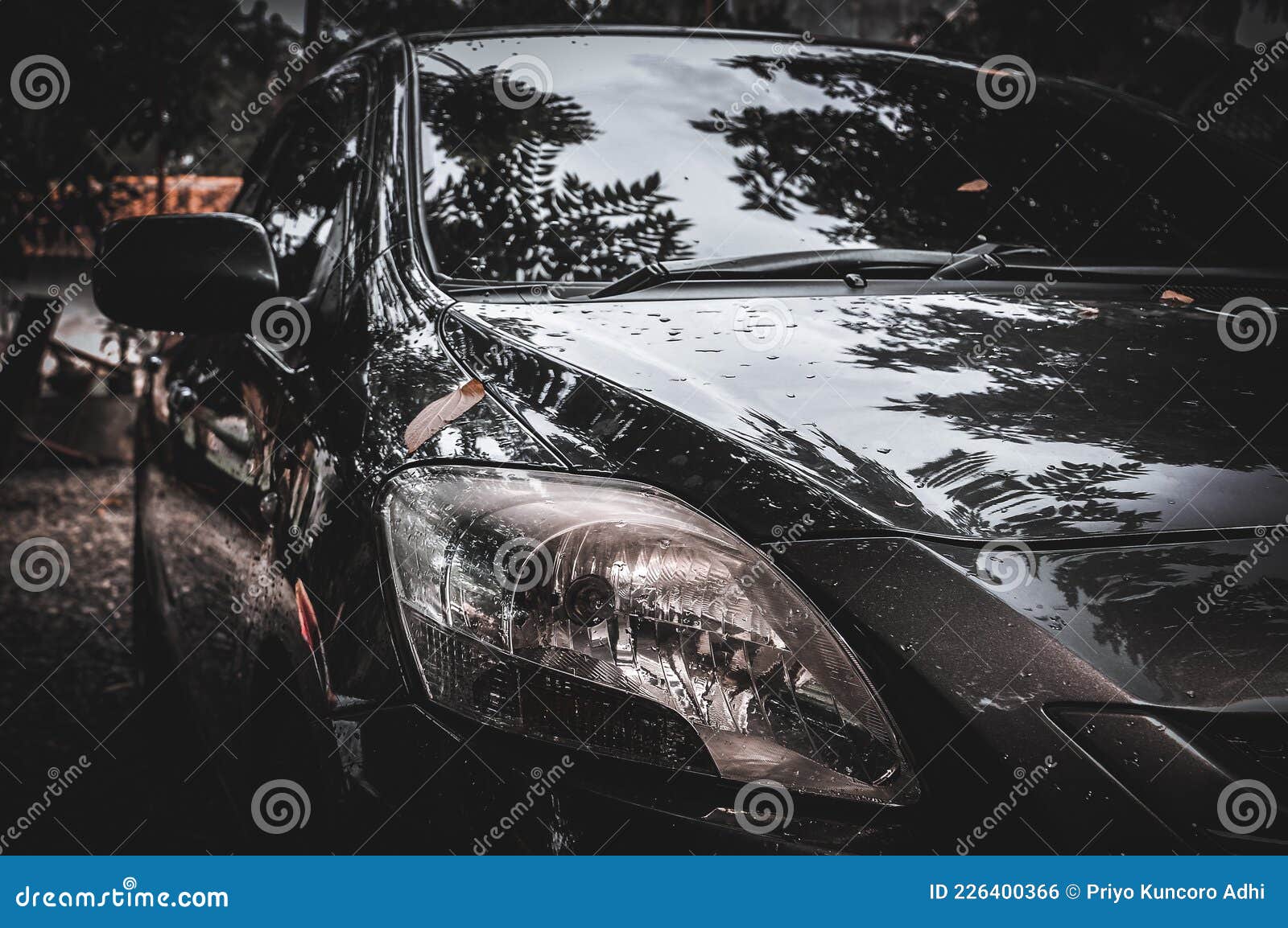 Background Image of a Wet Car from the Front Side View. Stock Photo ...