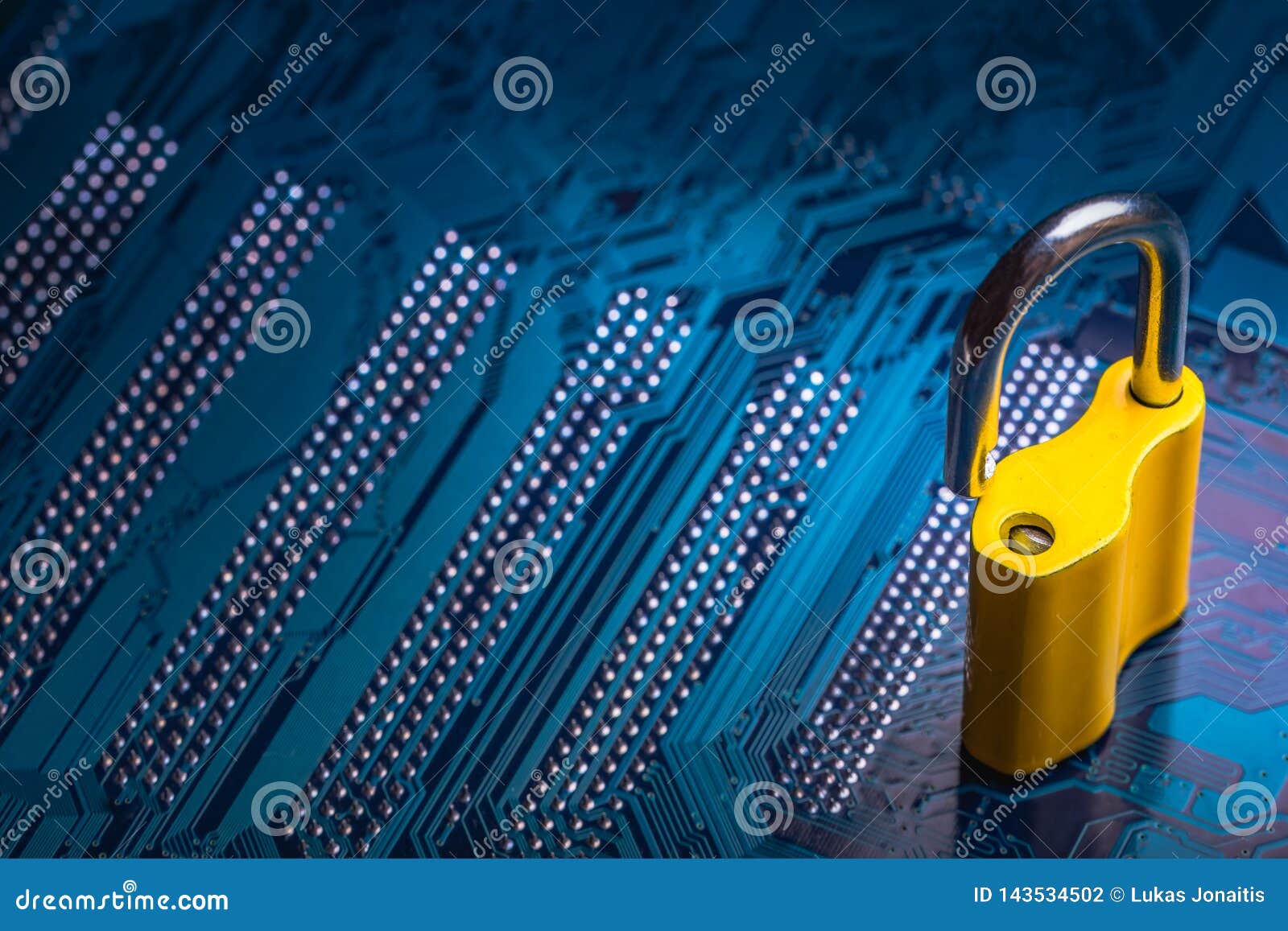 Background Image of Metal Lock on a Microchip Stock Photo - Image of ...