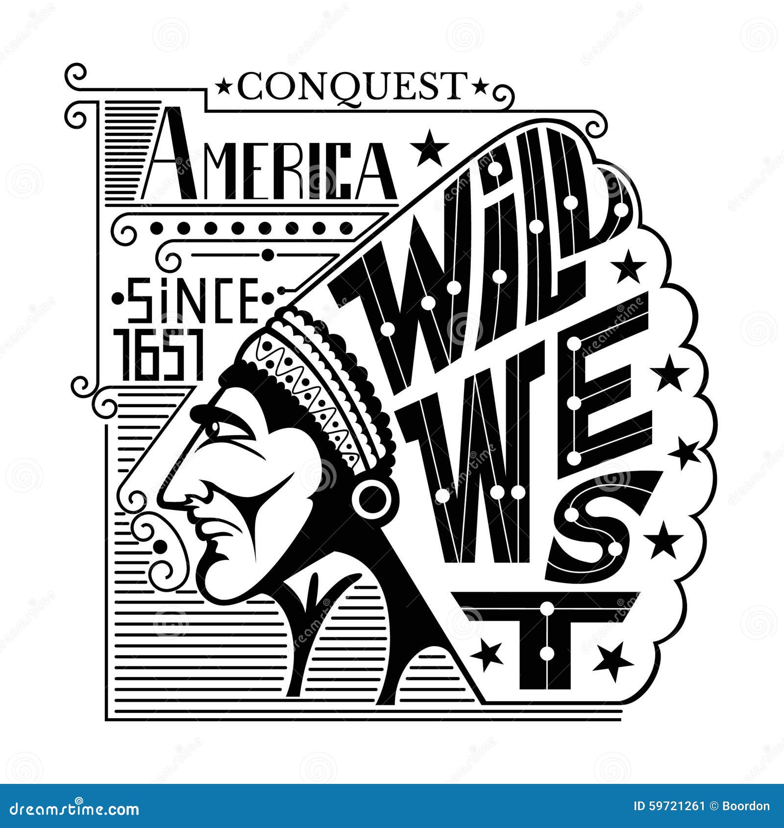 Chief Head Native American Vector Vintage Emblem, Label, Badge Or Logo ...