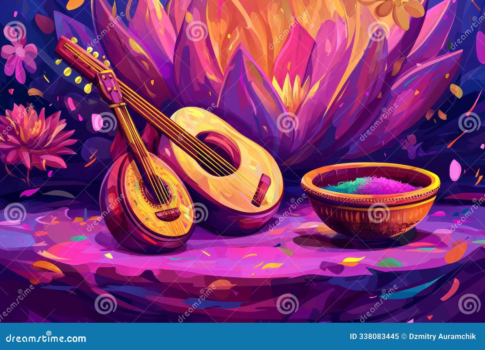 Background with Indian Musical Instruments in Gradient India Travel ...