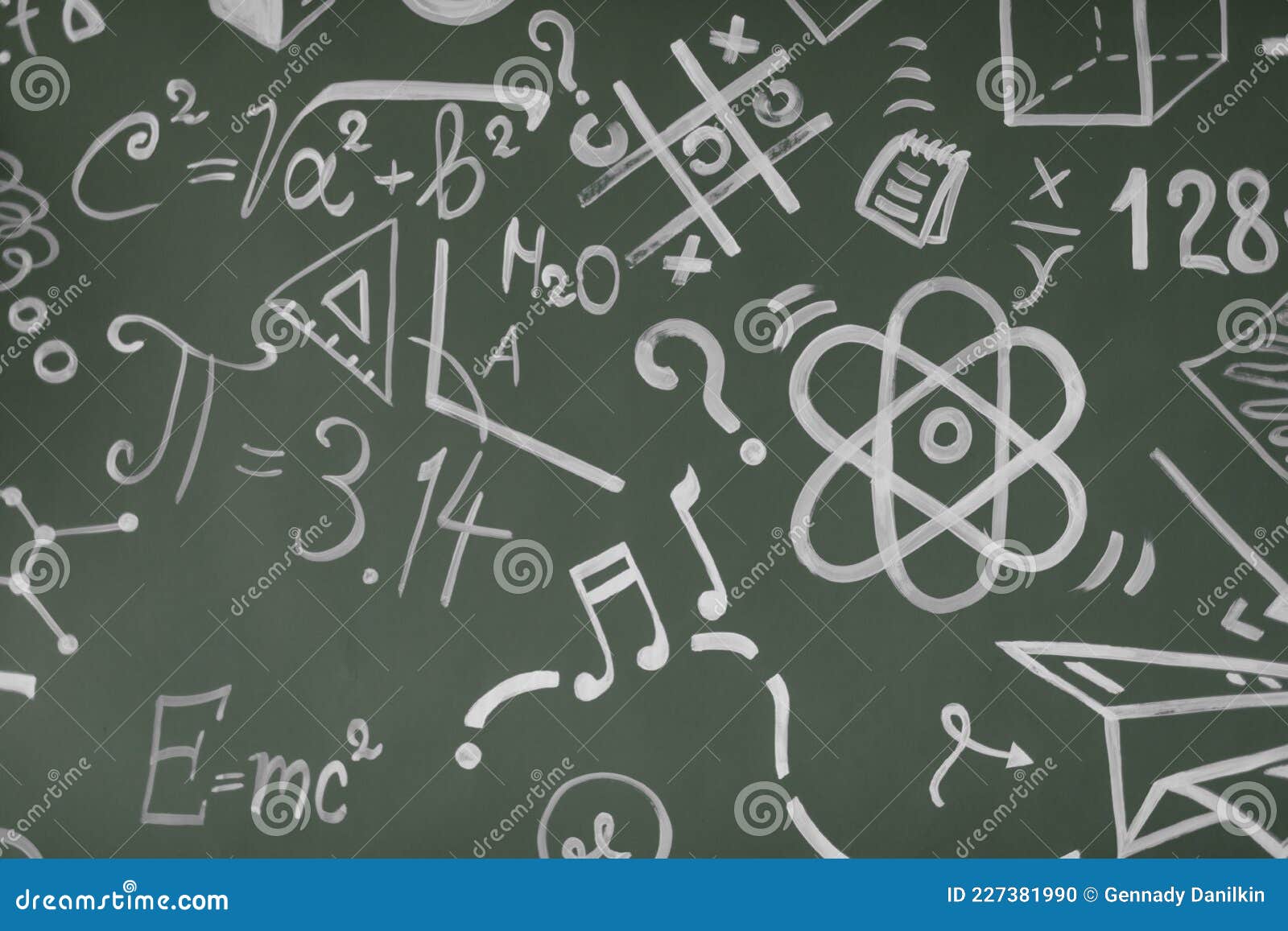 Background with Inscriptions from the School Course. Formulas are ...