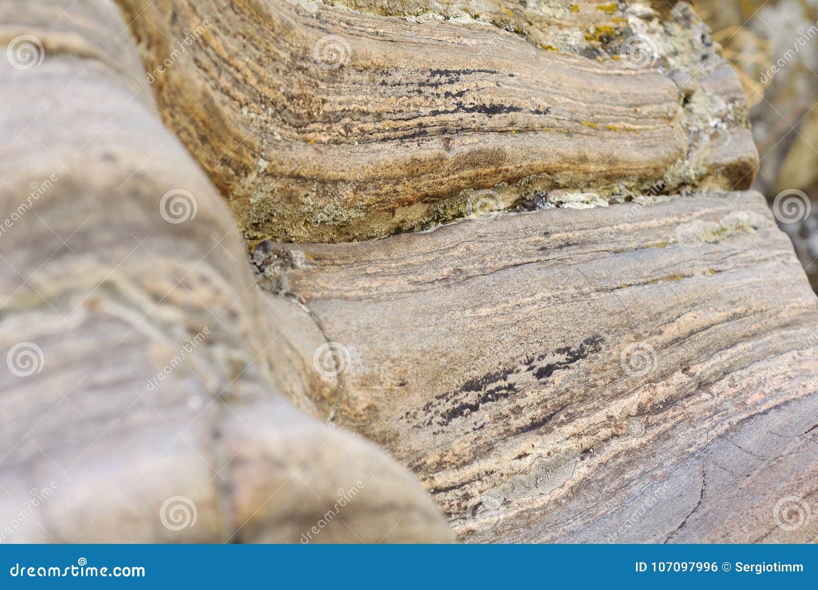 The Background of an Interesting Layered River Water Stone. Stock Photo ...