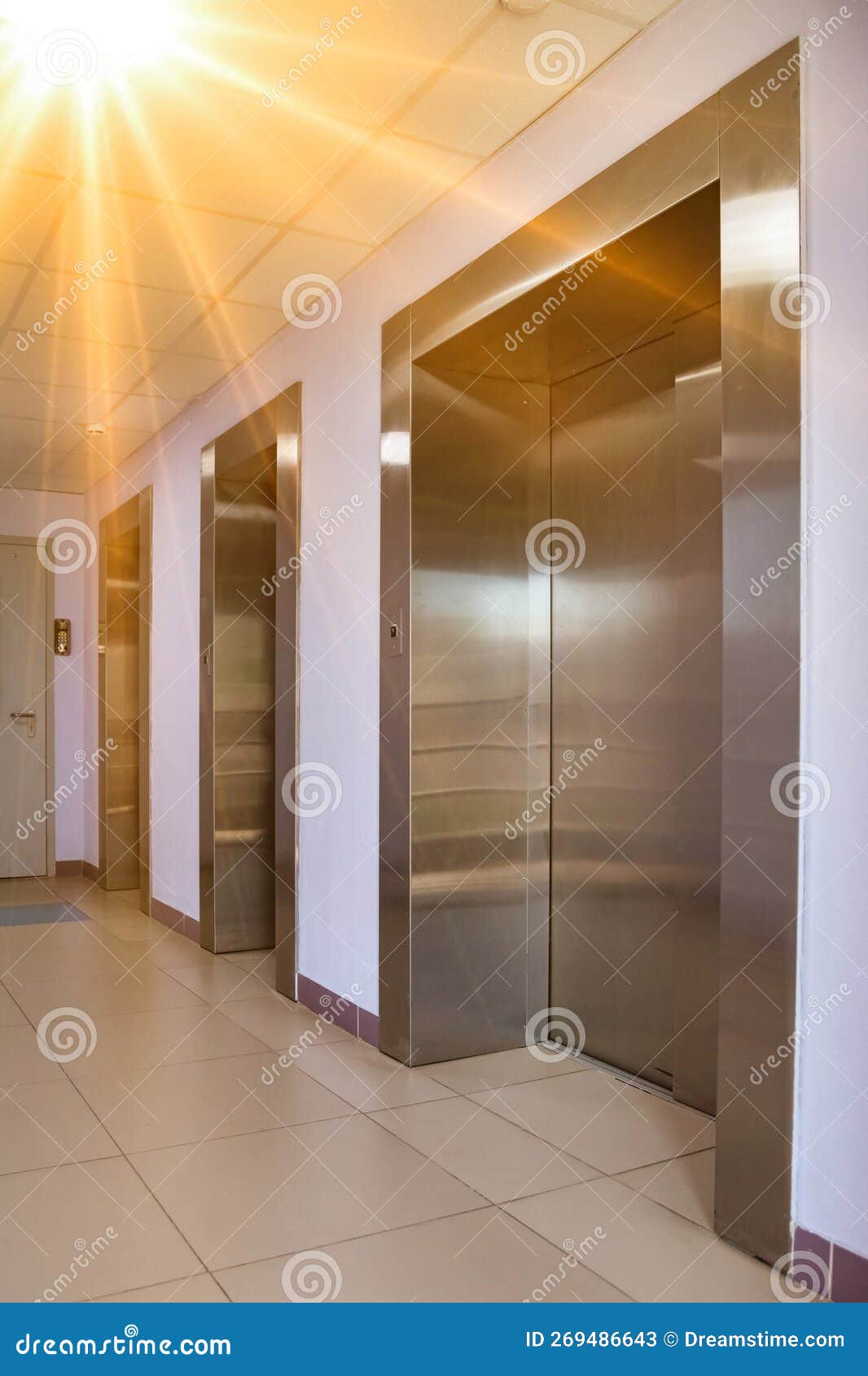 Background of Interior Floor of Elevator Platform with Elevators and ...